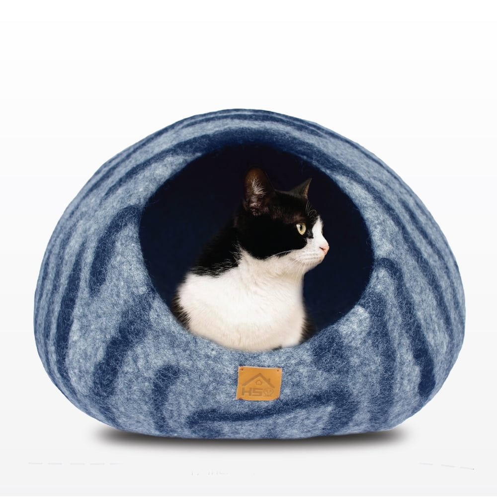 HAUSSIMPLE Wool Cat Cave Felt Bed for Kittens Cat Natural 100% Merino ...