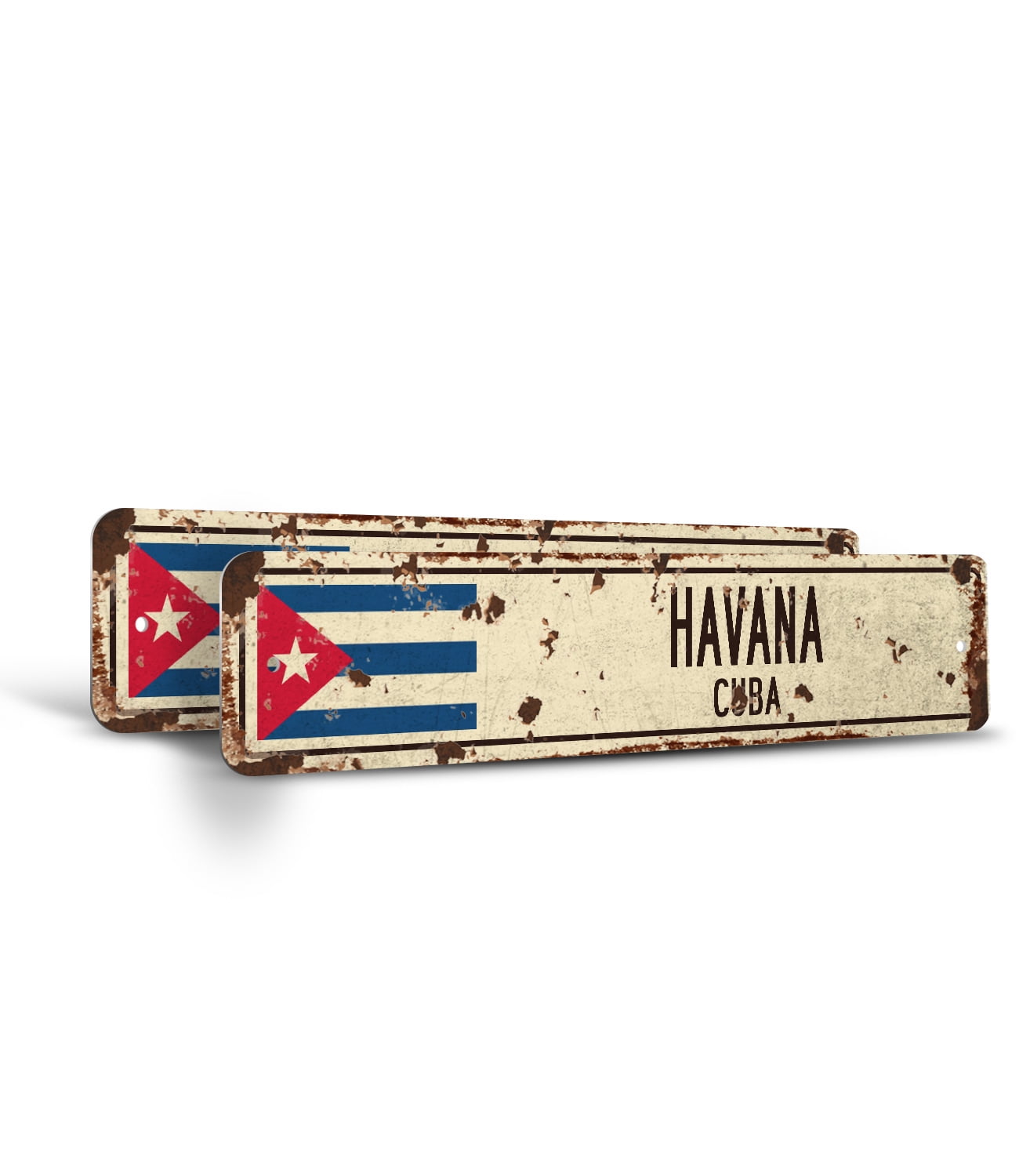 HAVANA CUBA Vintage Style Rustic Street Sign – (2 Pack) Cuban Flag City ...