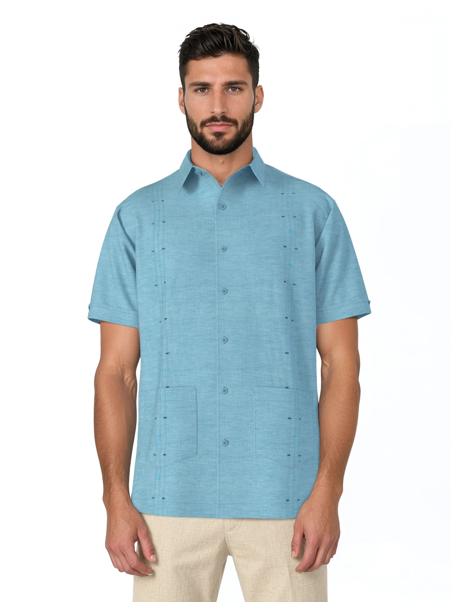 Havanera Men's and Big Men's Tucks and Embroidered Panels Short Sleeve ...