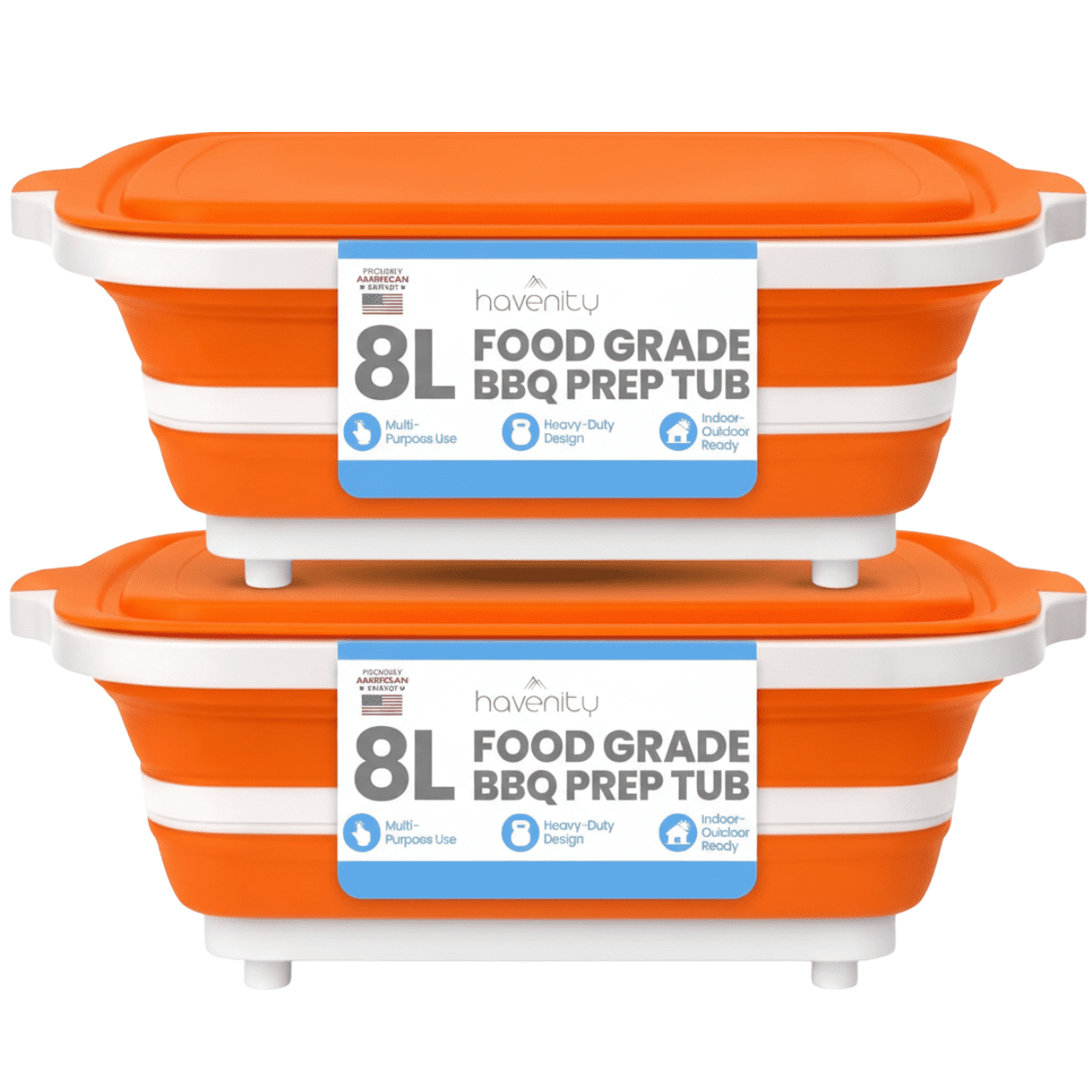 Havenity BBQ Prep Tub 2 Pack (8L+8L) - Collapsible Camping Cutting ...