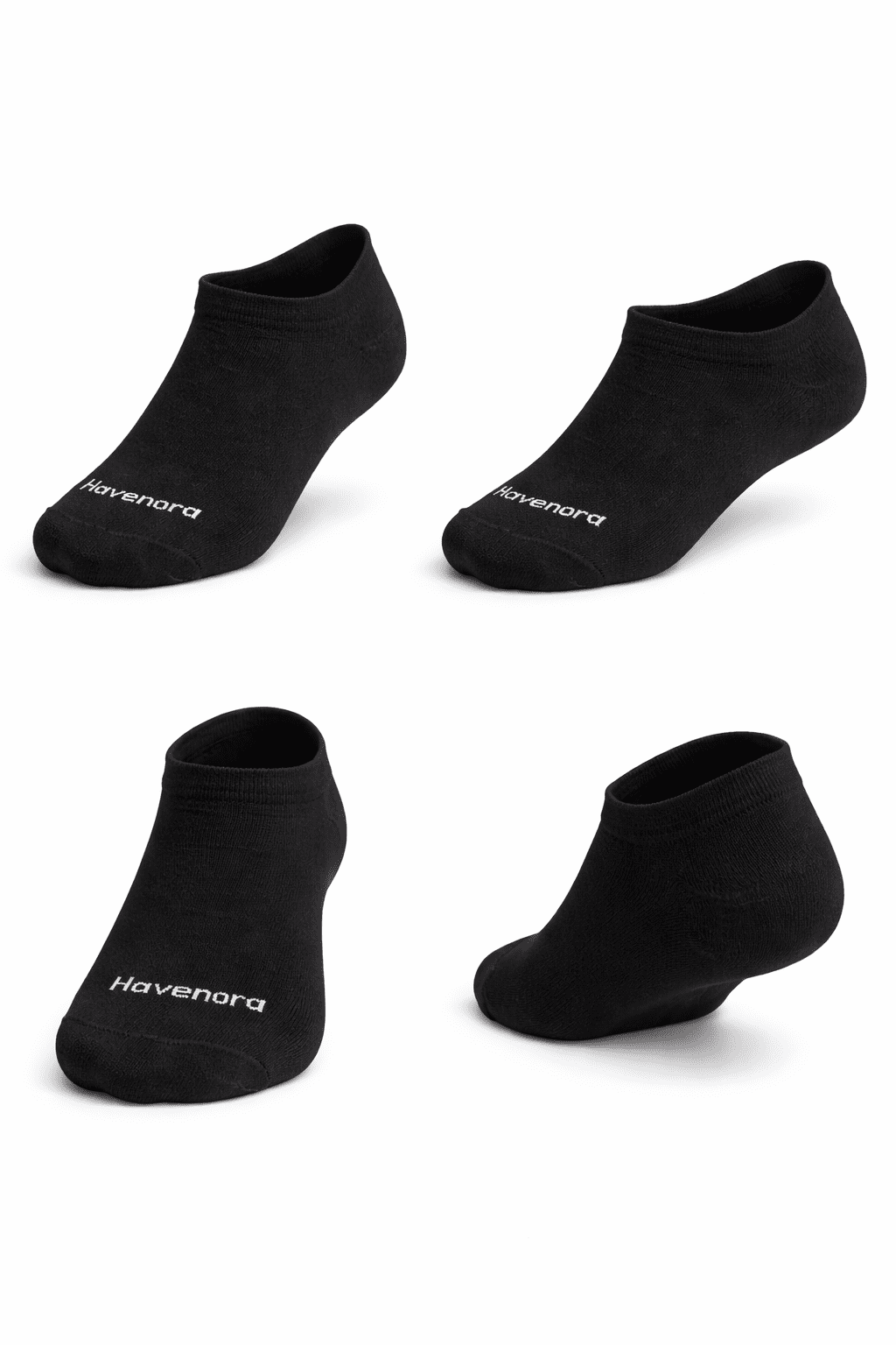 HAVENORA Men’s Lightweight Cotton No Show Socks, 3-Pack, Black, Size 10 ...