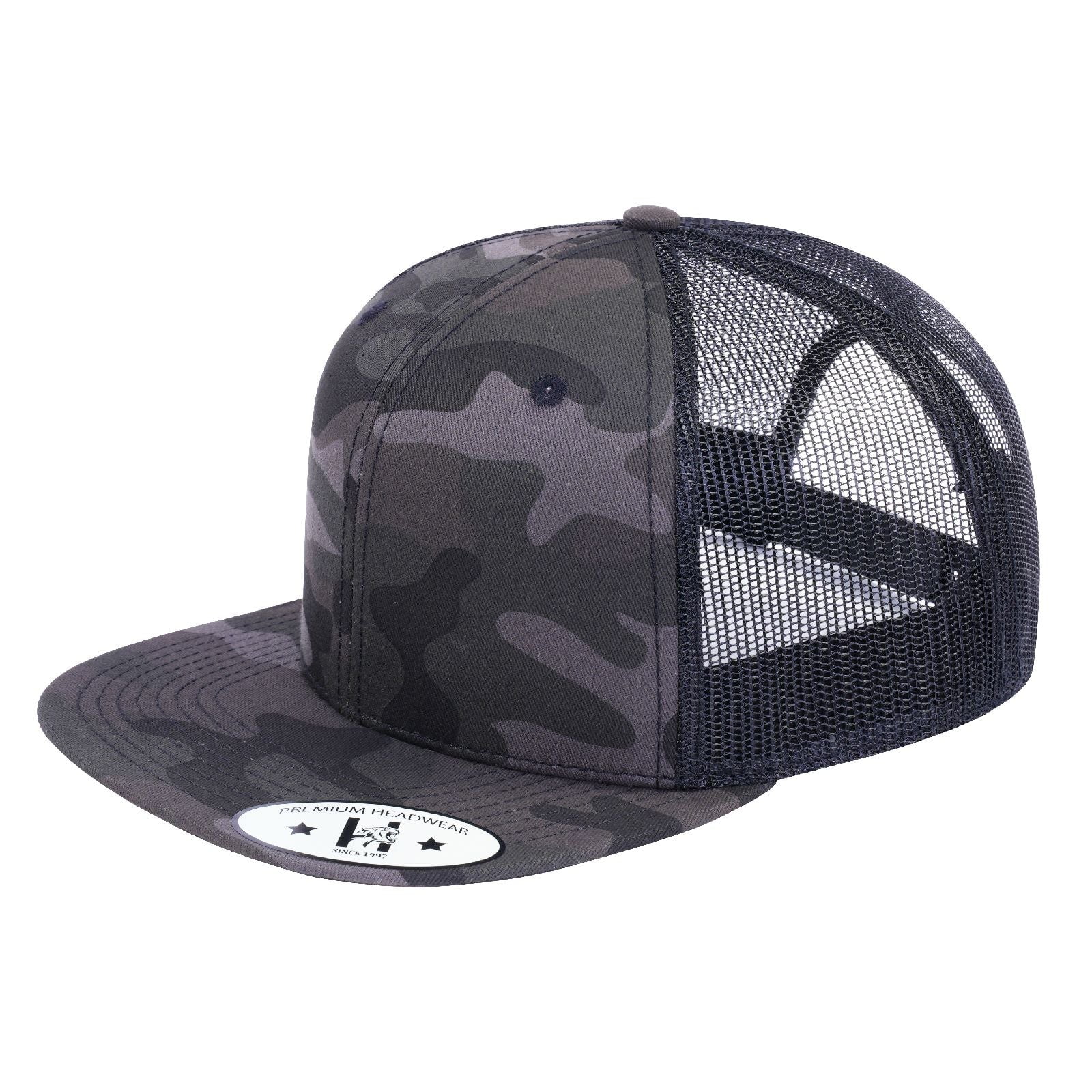 HAVINA PRO CAPS - Blank - 6 Panel Snapback Flat Bill Trucker Hat - Grey ...