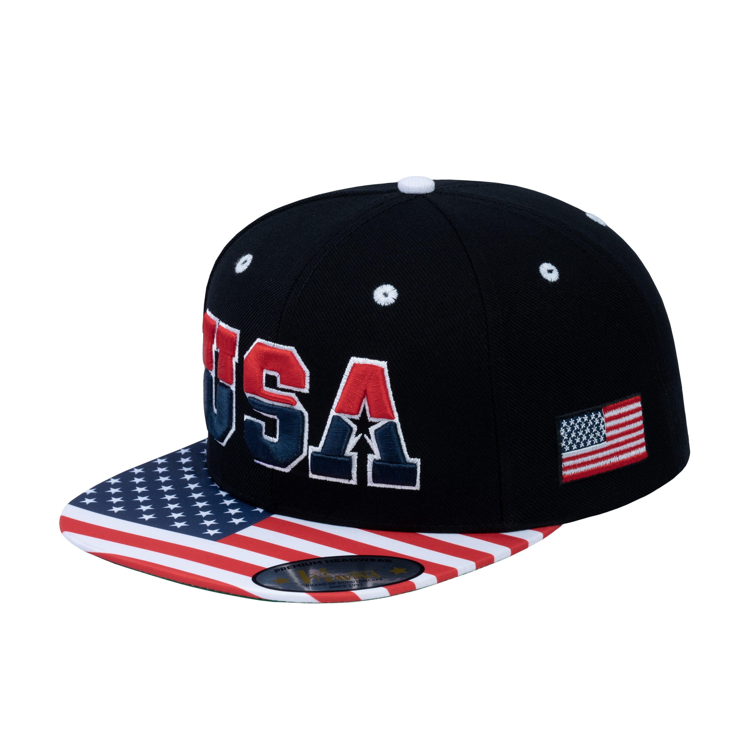 HAVINA PRO CAPS - Embroidered Classic US American Flag - 6 Panel Snap ...