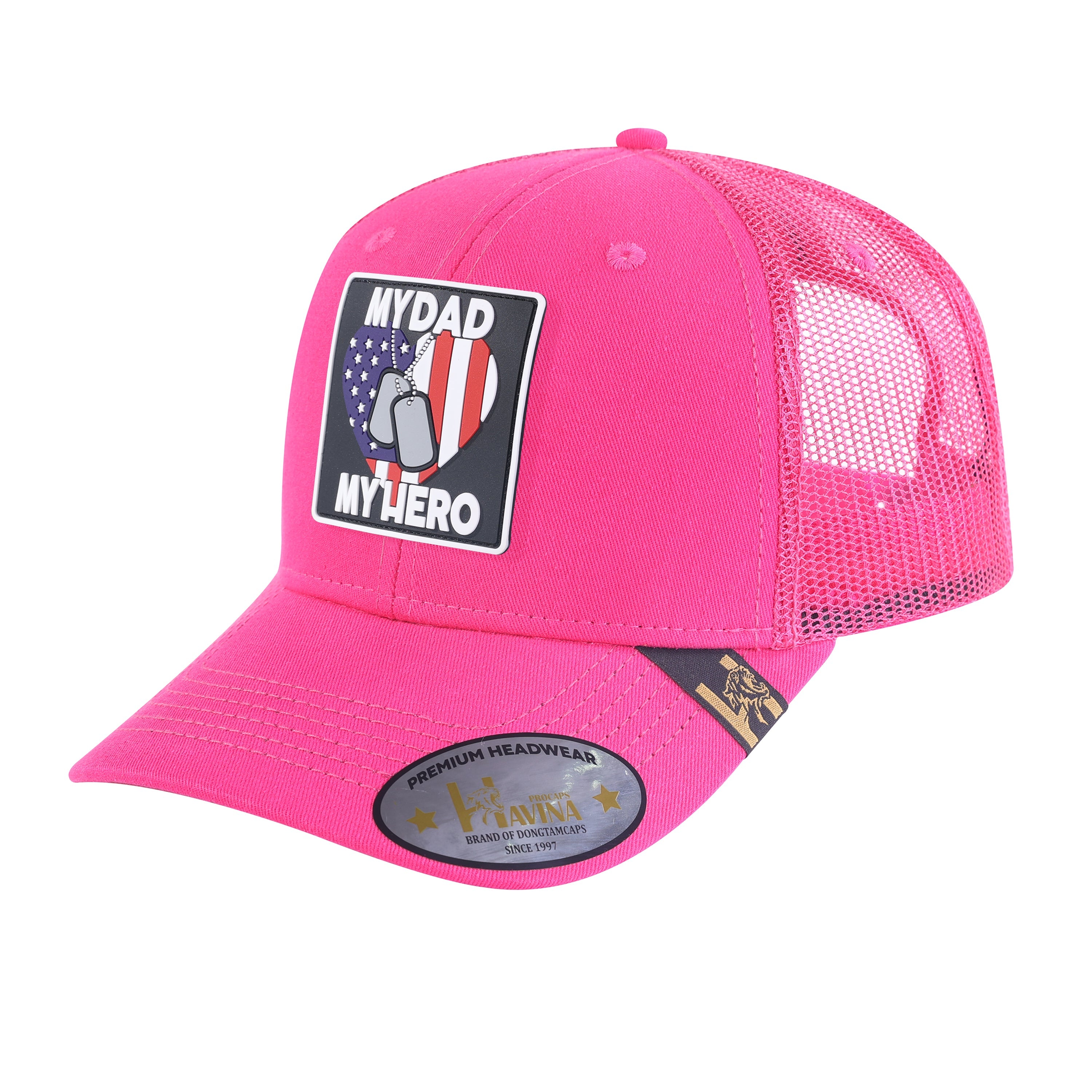HAVINA PRO CAPS - Embroidered My Dad My Hero - 6 Panel Trucker Hat ...