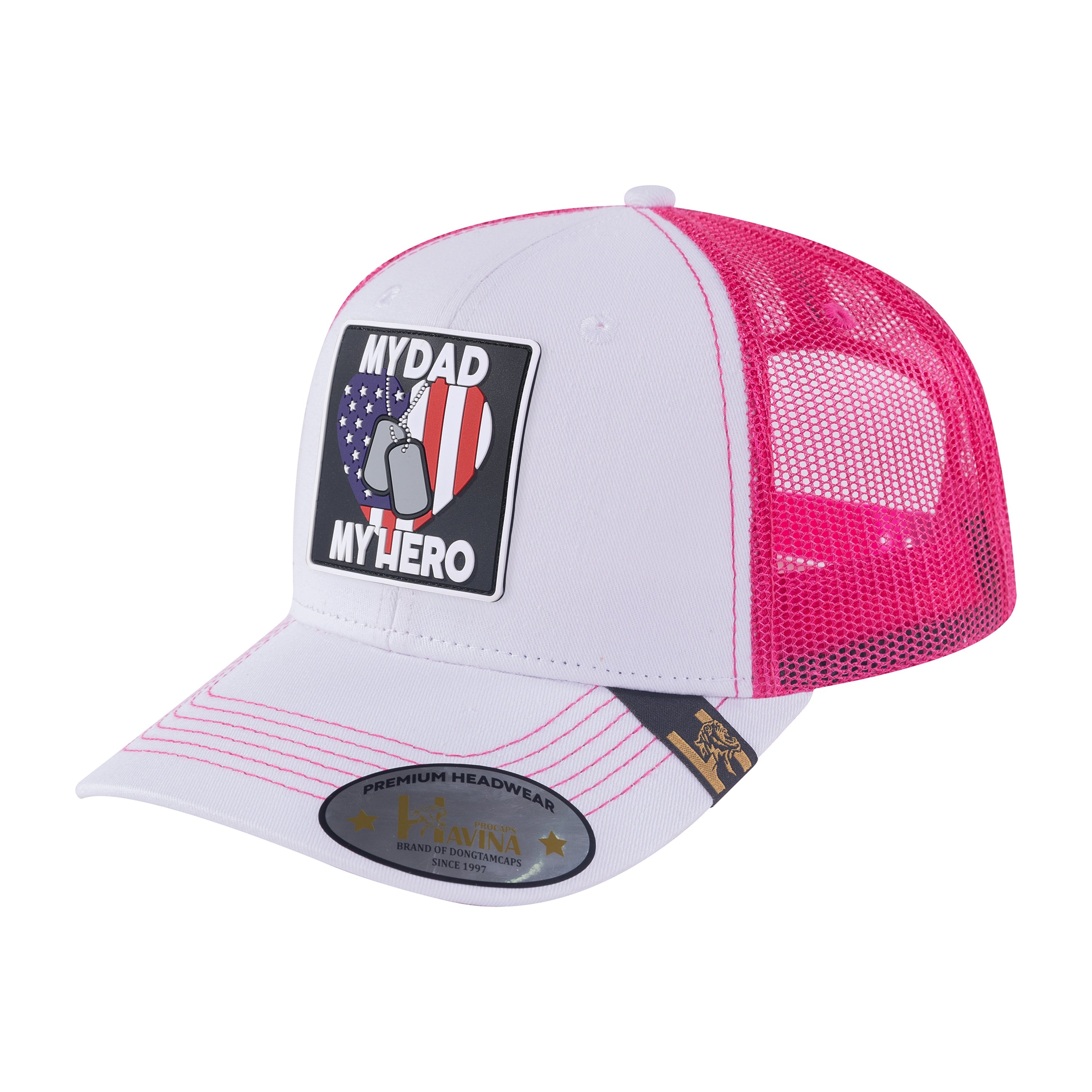 HAVINA PRO CAPS - Embroidered My Dad My Hero - 6 Panel Trucker Hat ...