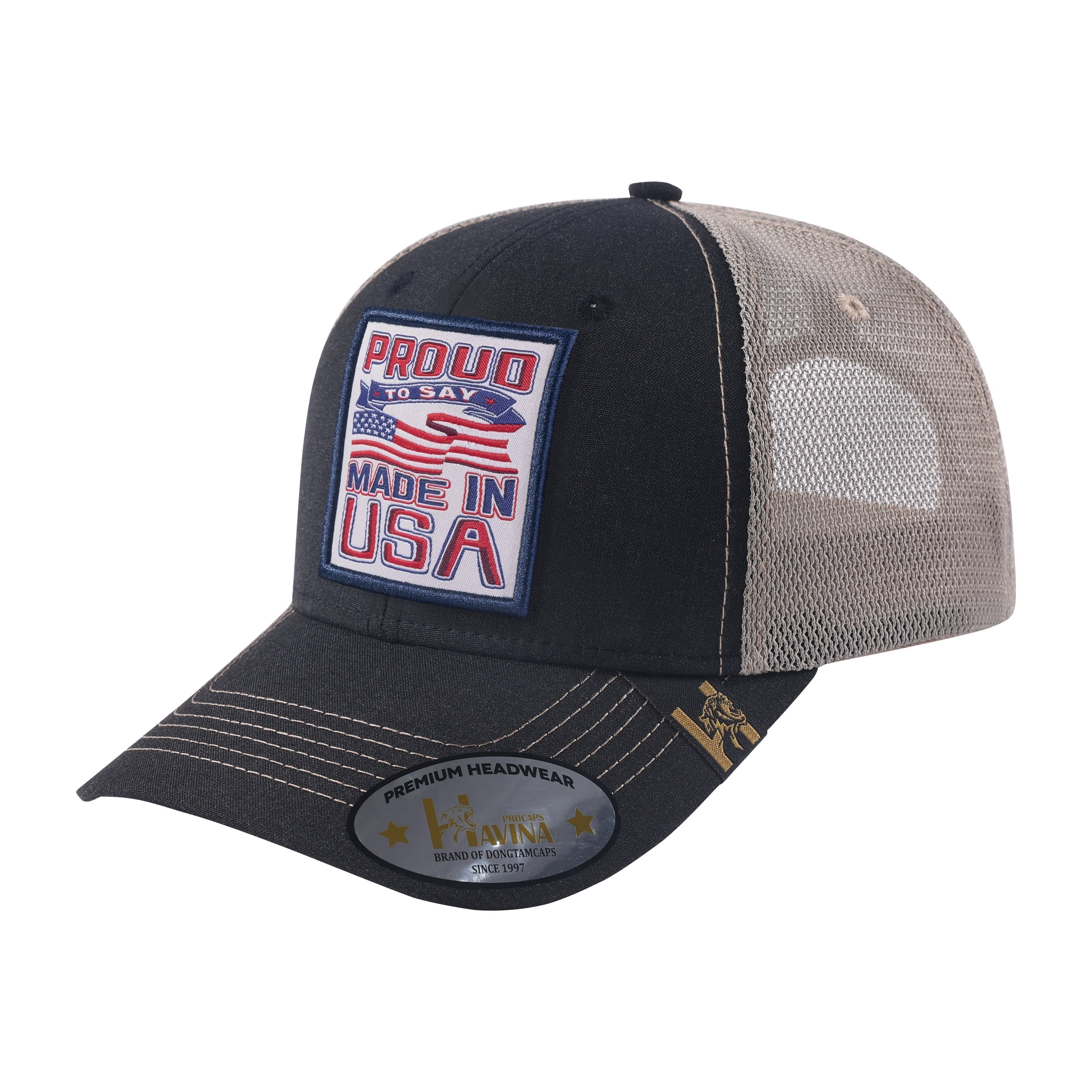 HAVINA PRO CAPS - Embroidered Proud To Say Made In US - 6 Panel Trucker ...