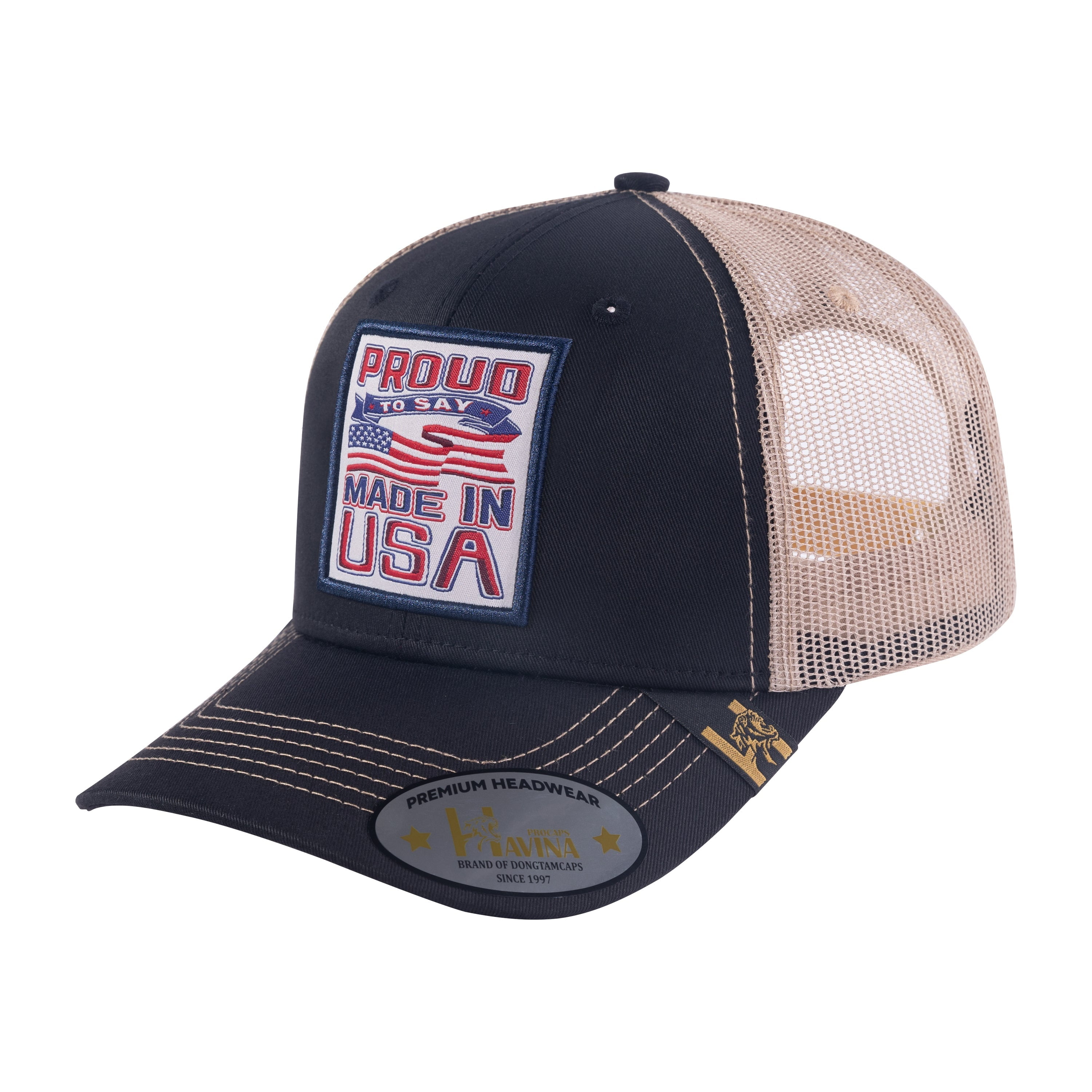 HAVINA PRO CAPS - Embroidered Proud To Say Made In US - 6 Panel Trucker ...