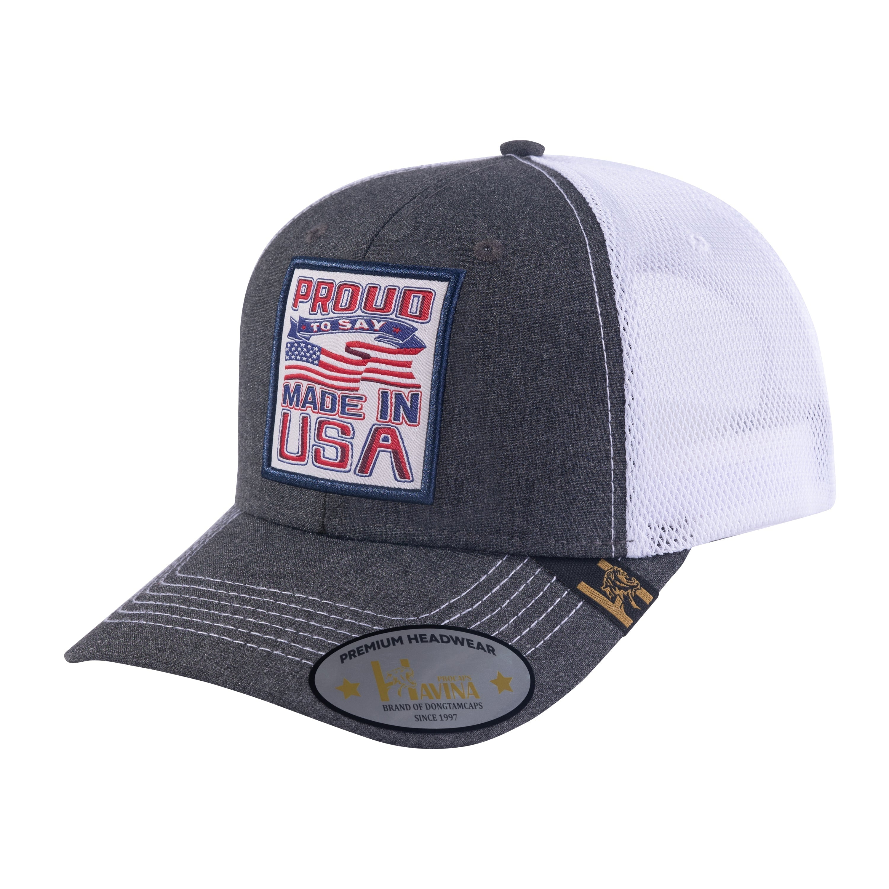 HAVINA PRO CAPS - Embroidered Proud To Say Made In US - 6 Panel Trucker ...