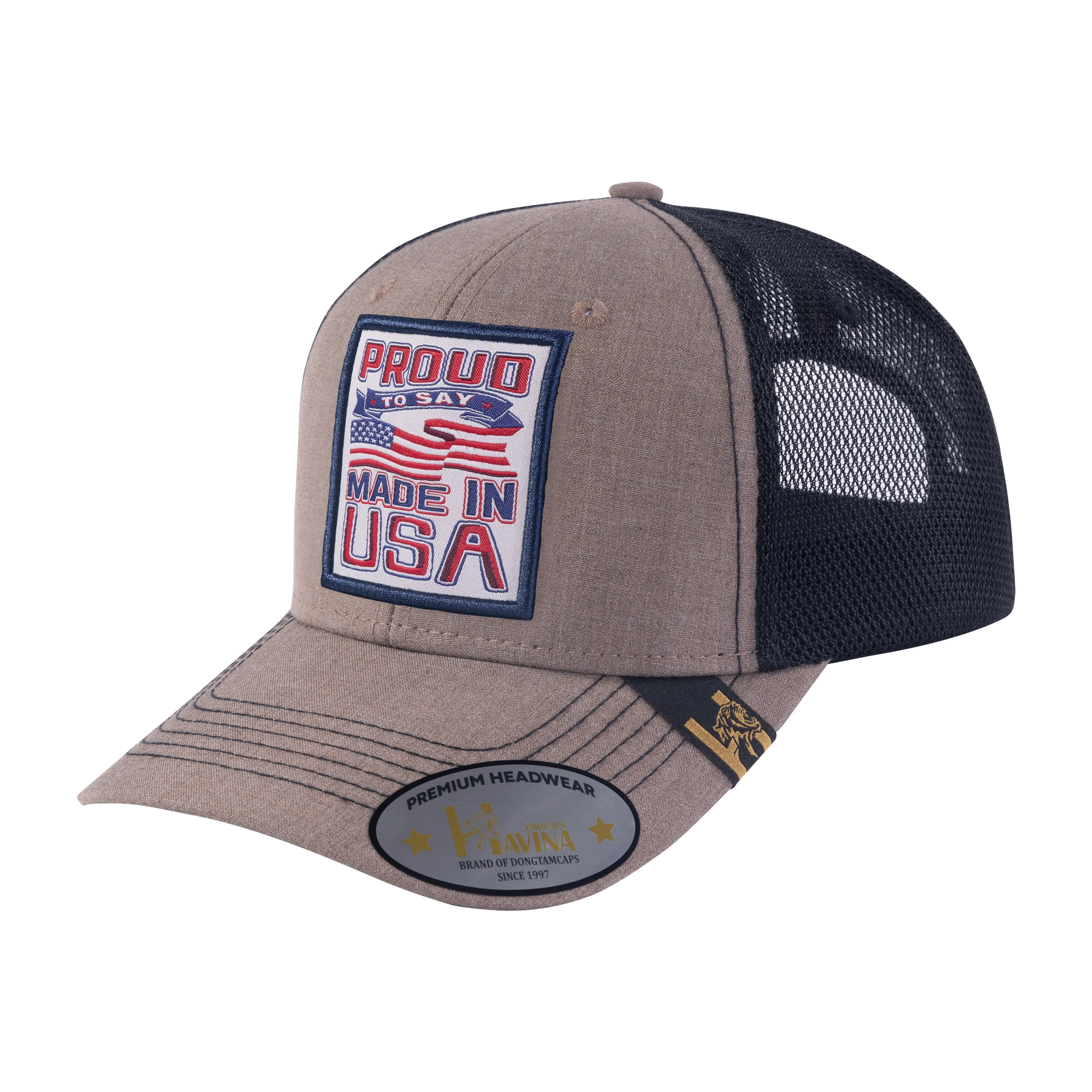 HAVINA PRO CAPS - Embroidered Proud To Say Made In US - 6 Panel Trucker ...