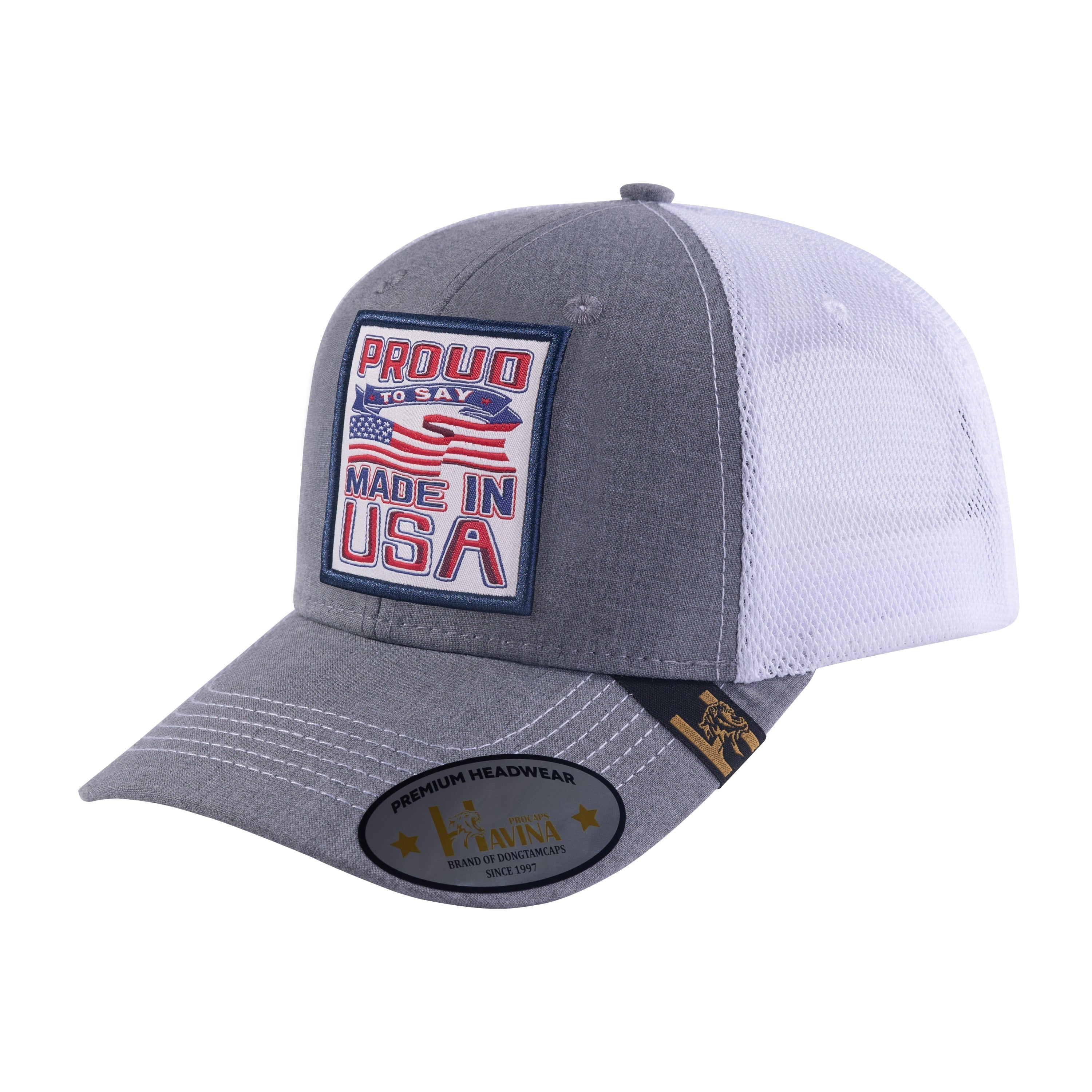 HAVINA PRO CAPS - Embroidered Proud To Say Made In US - 6 Panel Trucker ...