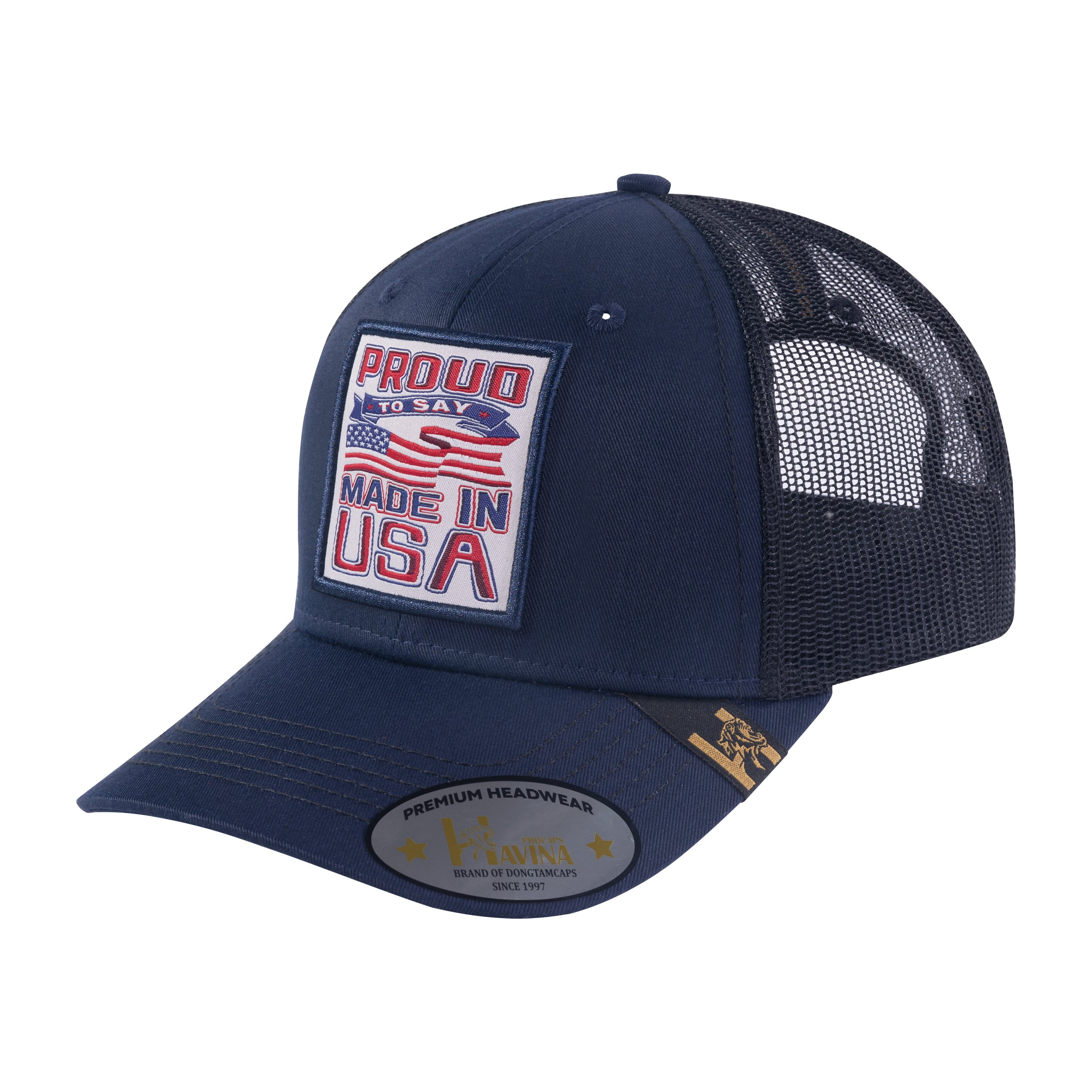 HAVINA PRO CAPS - Embroidered Proud To Say Made In US - 6 Panel Trucker ...