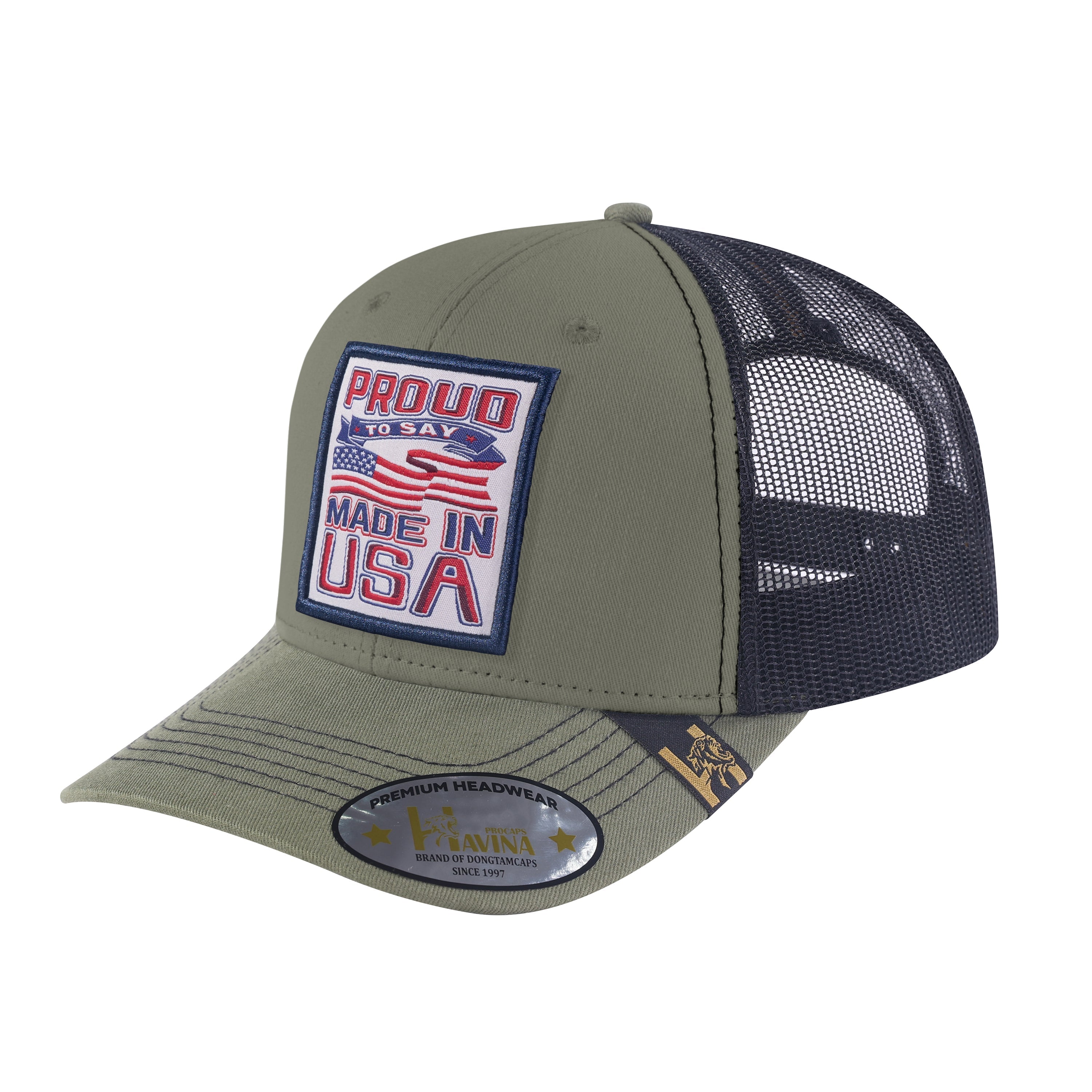 HAVINA PRO CAPS - Embroidered Proud To Say Made In US - 6 Panel Trucker ...