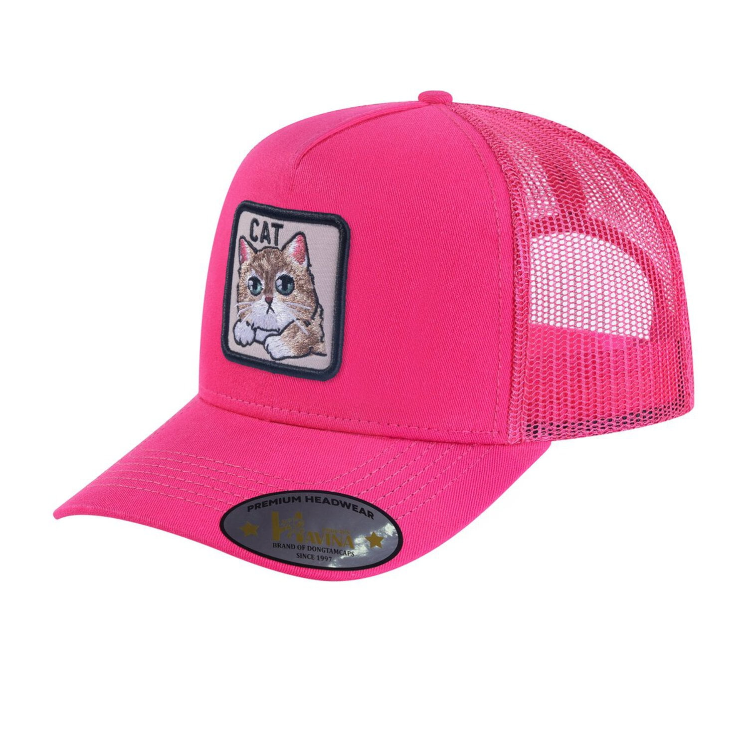 Unisex Embroidered The Cat, 5-Panel Trucker Hat, Pink/Pink, Adjustable ...
