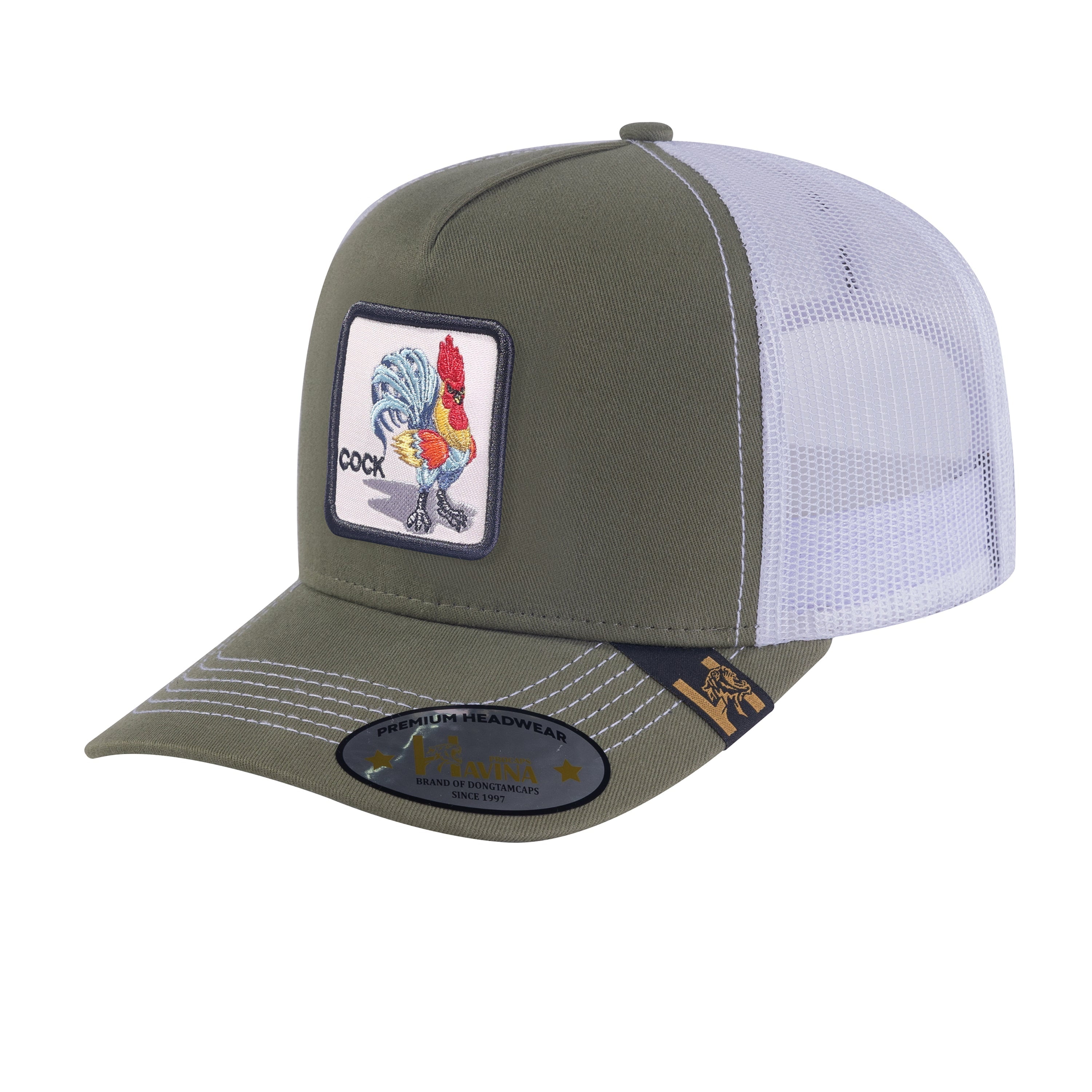 HAVINA PRO CAPS - Embroidered The Chicken - 5 Panel Trucker Hat - Olive ...