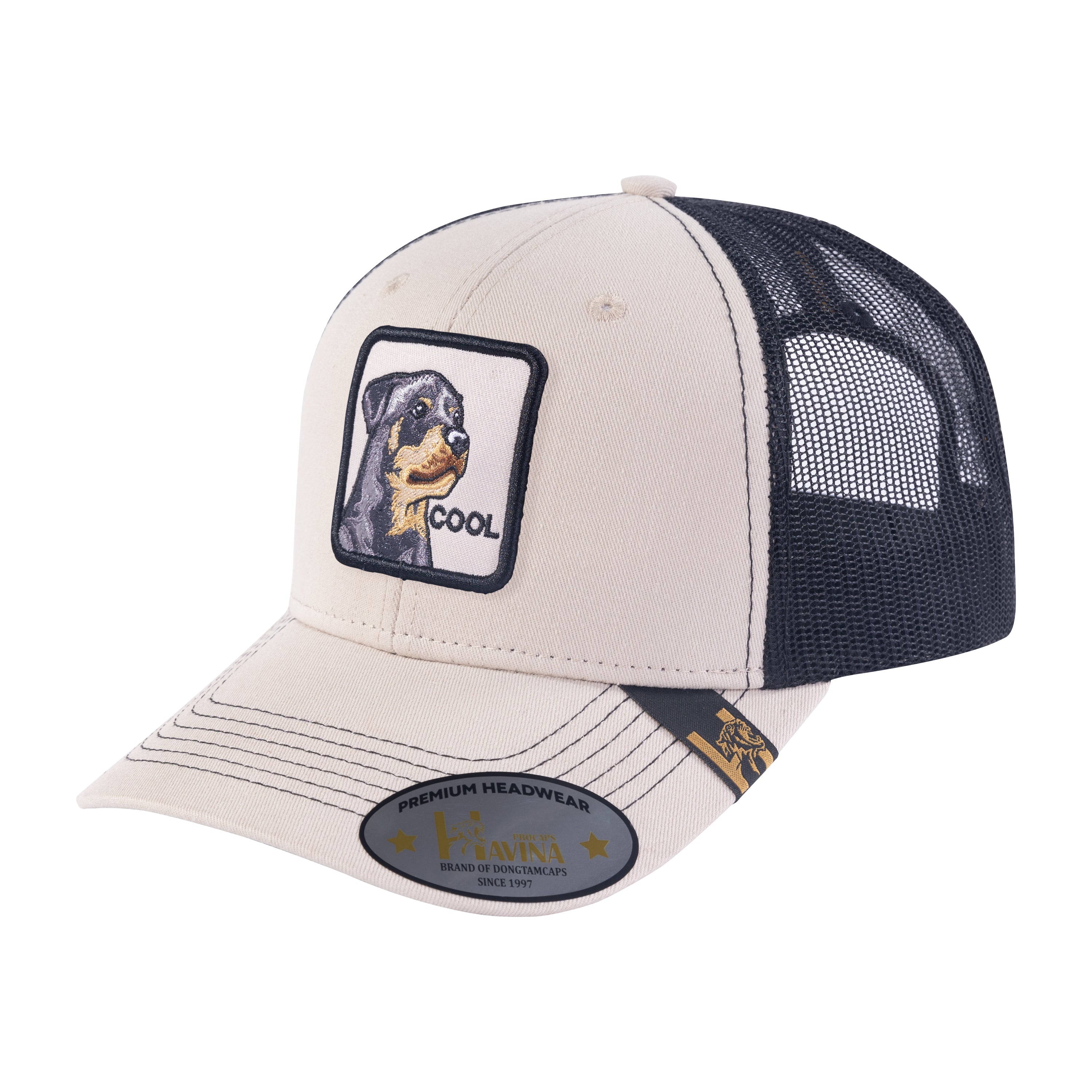 HAVINA PRO CAPS - Embroidered The Cool Dog - 6 Panel Trucker Hat ...