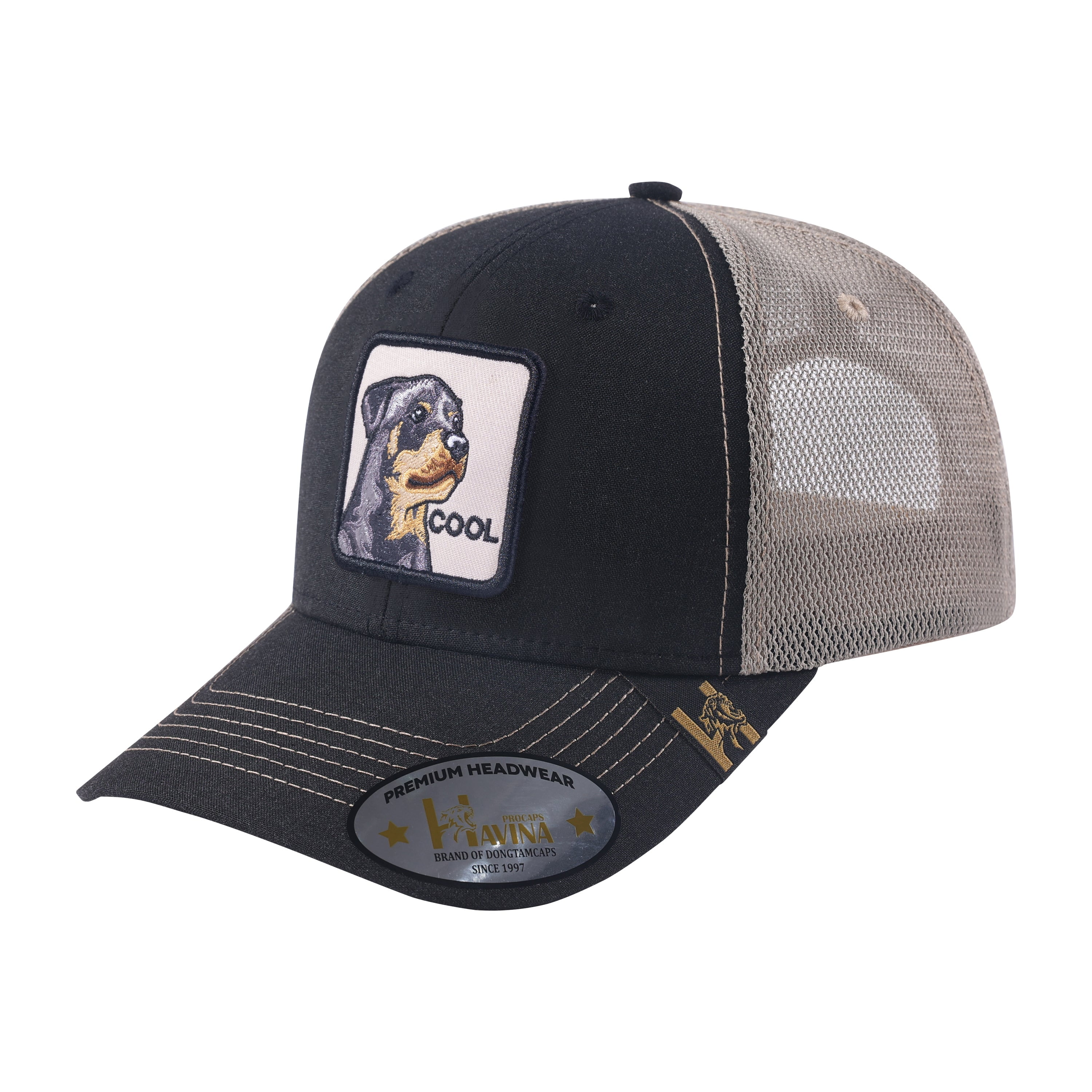 HAVINA PRO CAPS - Embroidered The Cool Dog - 6 Panel Trucker Hat ...