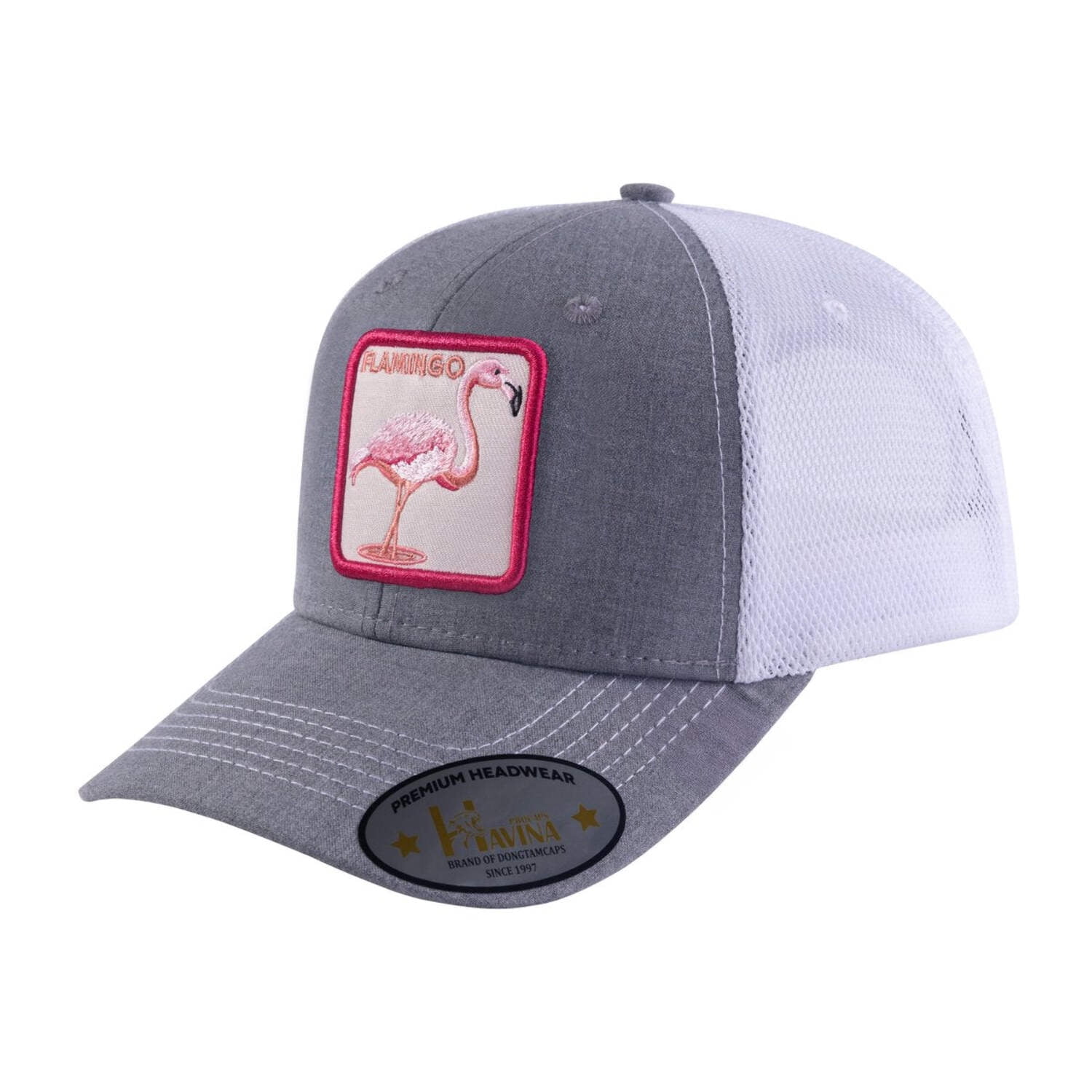 Unisex Embroidered The Flamingo, 6-Panel Trucker Hat, Light Grey/White ...