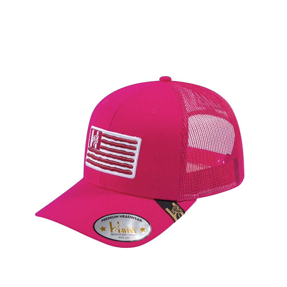 HAVINA PRO CAPS - Embroidered The Us Flag - 6 Panel Trucker Hat - Pink ...