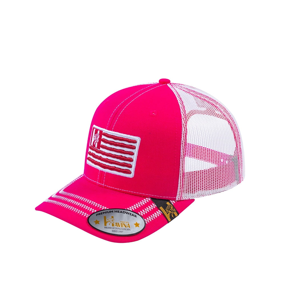 HAVINA PRO CAPS - Embroidered The Us Flag - 6 Panel Trucker Hat - Pink ...