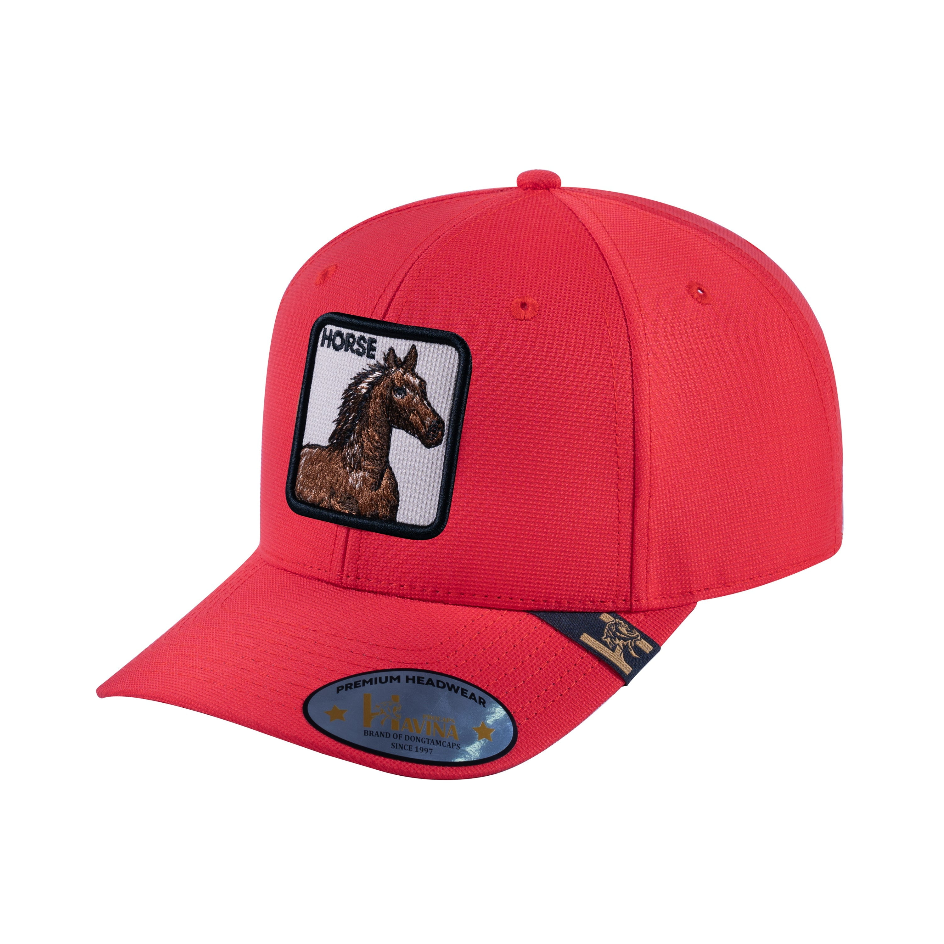 HAVINA PRO CAPS - V2 Embroidered The Horse - 6 Panel Baseball Cap - Red ...