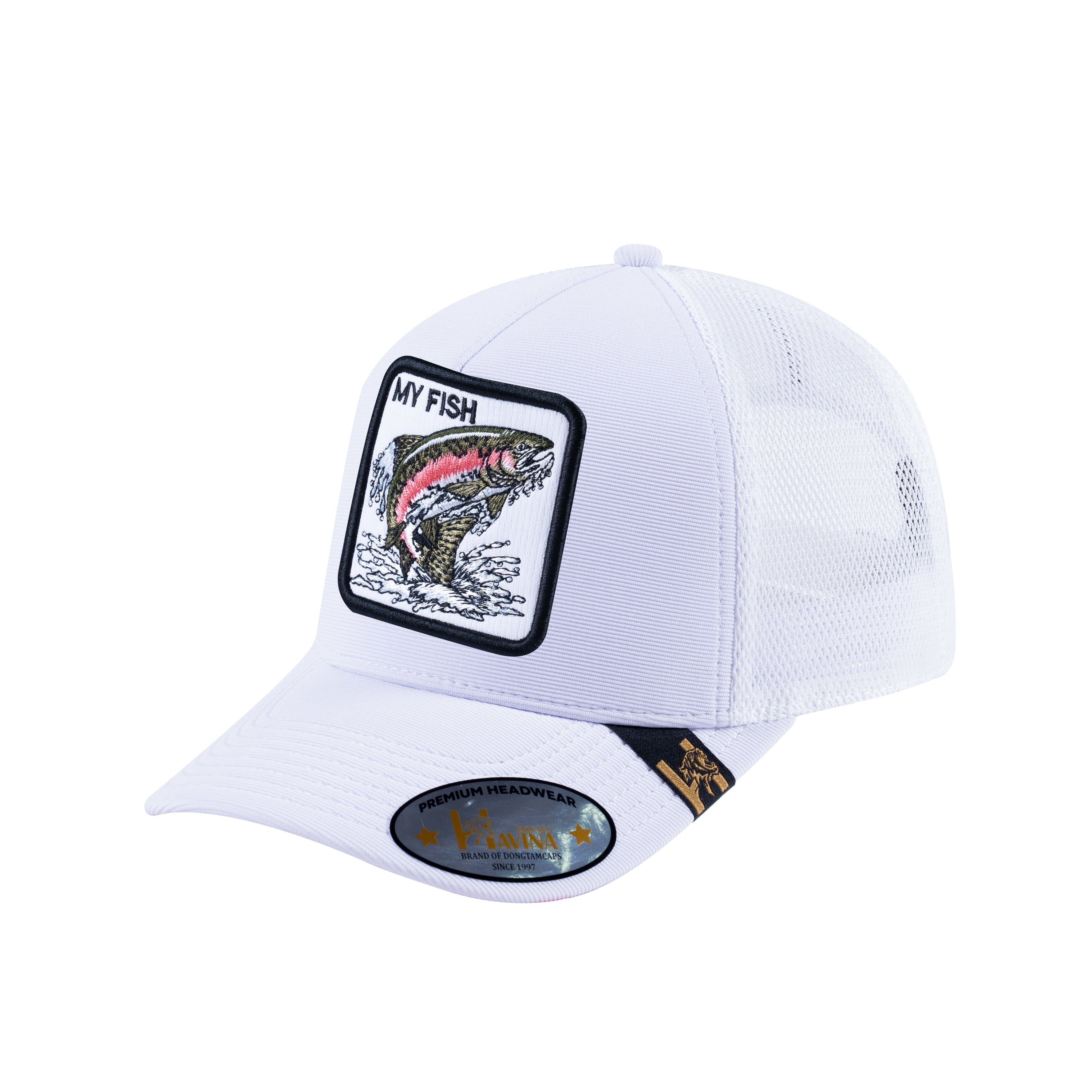 HAVINA PRO CAPS - V2 Embroidered The Salmon - 5 Panel Trucker Hat ...