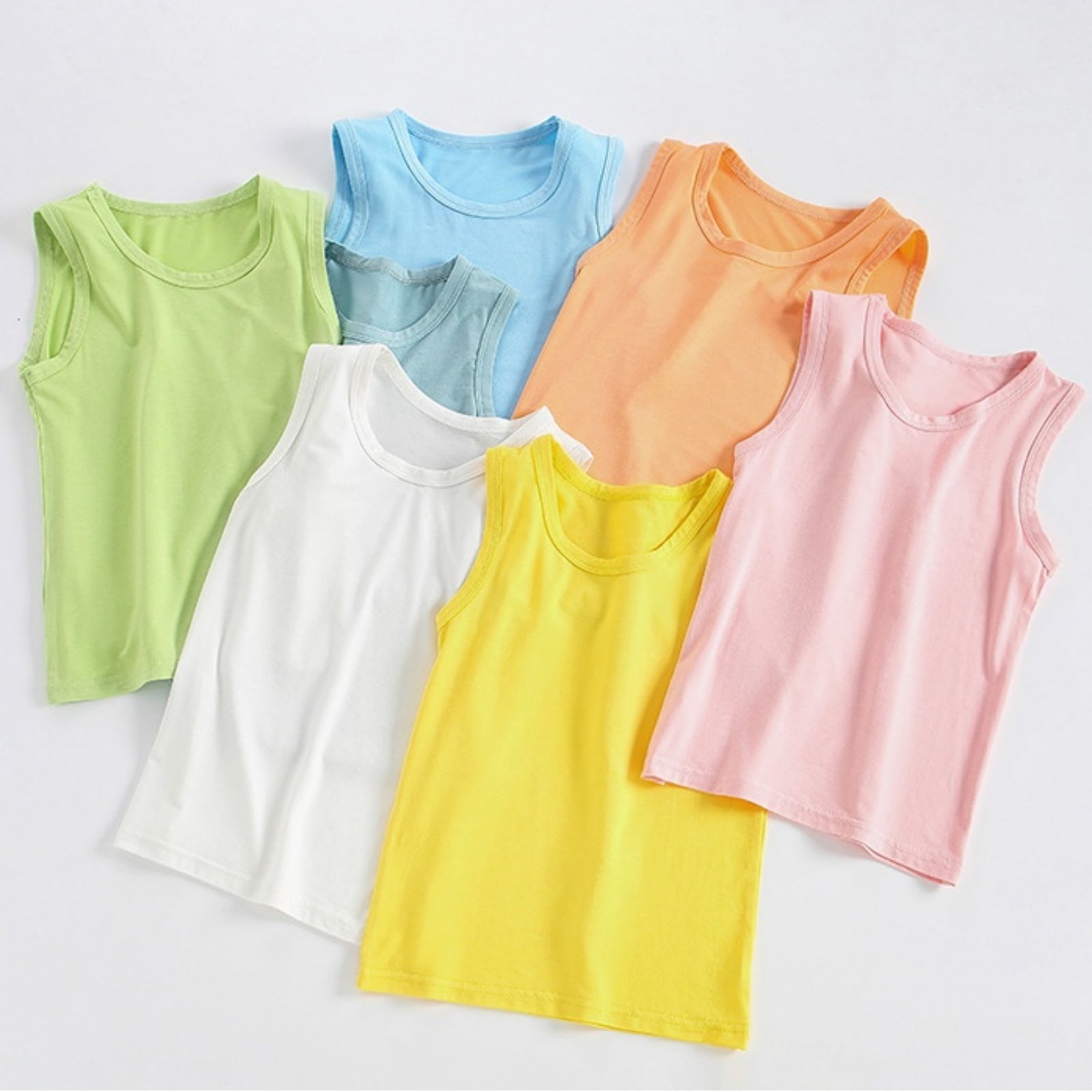 HAWEE 7 Pack Toddler Boys Girls Tank Tops Cotton Basic Multi ...