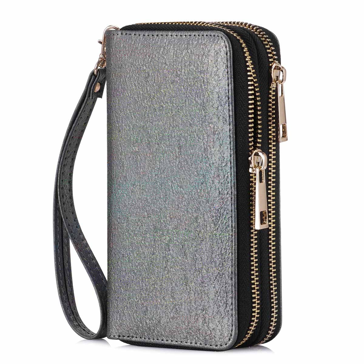 HAWEE Cellphone Wallet for Women Dual Zipper Long Purse with Removable ...