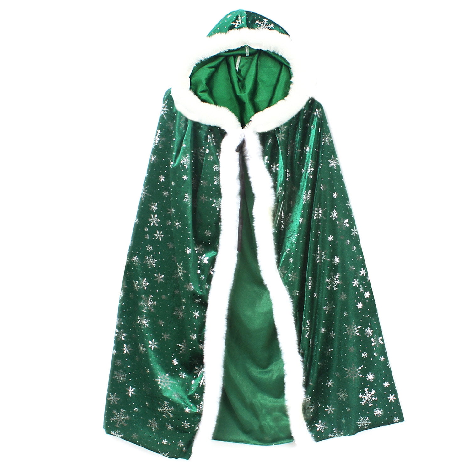HAWEE Children Christmas Santa Claus Robe, Velvet Green Hooded Cloak ...