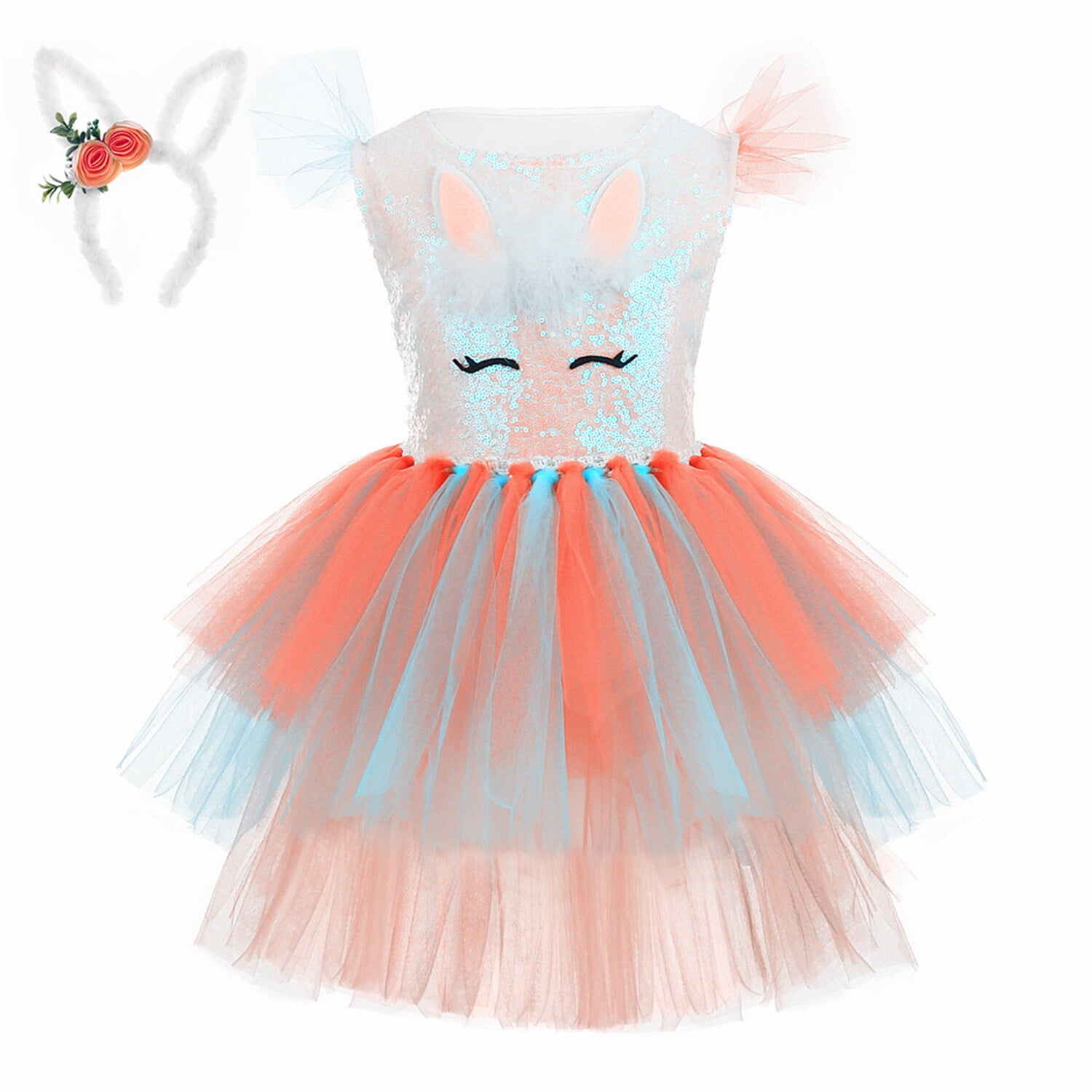 HAWEE Easter Girls Bunny Costume Tulle Dress Up Clothes Rabbit Birthday ...