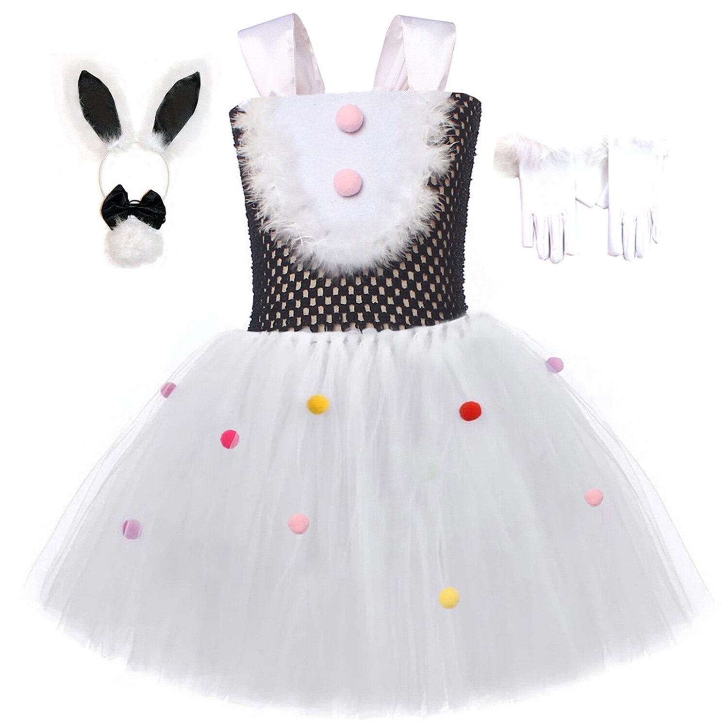HAWEE Easter Rabbit Dress for Girls Pink Sleeveless Bunny Tutu Tulle ...