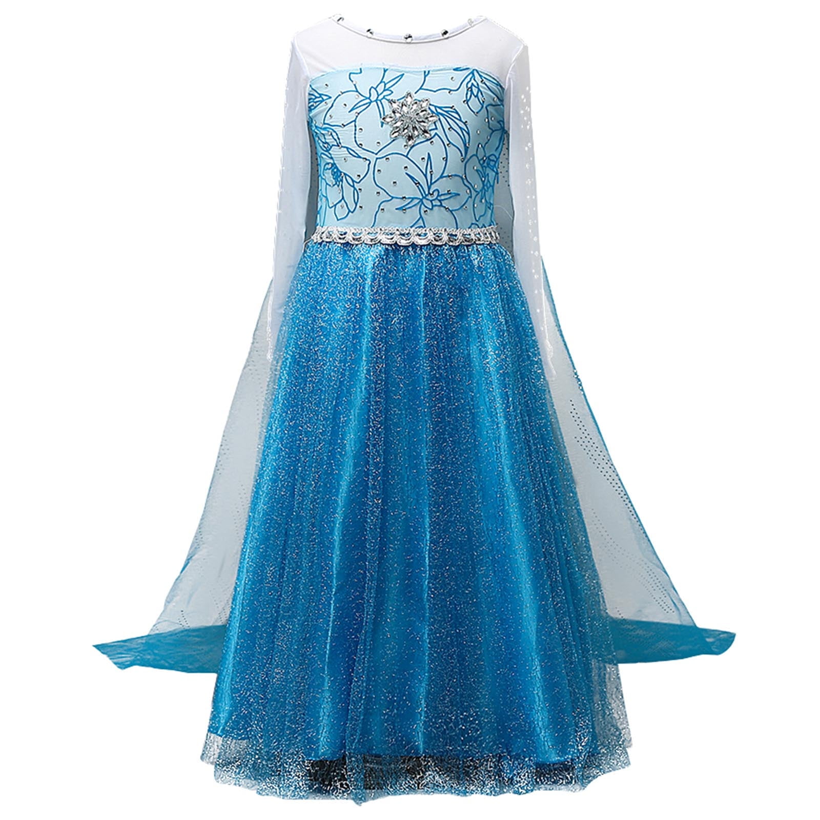 HAWEE Elsa Princess Costume for Girls, Snow Queen Birthday Dress, Long ...