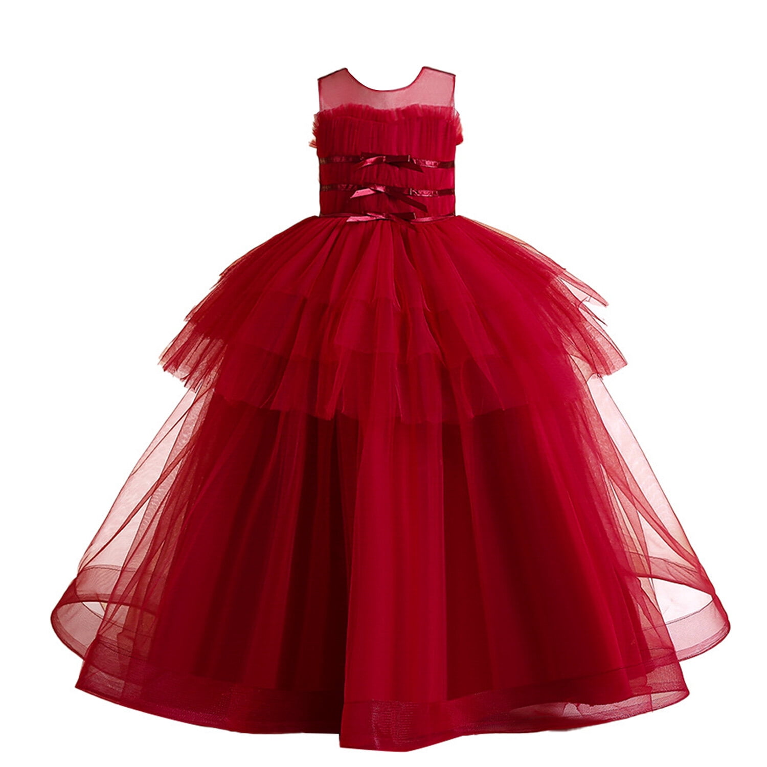 HAWEE Flower Big Girl's Dress Princess Puffy Tulle Maxi Dresses ...