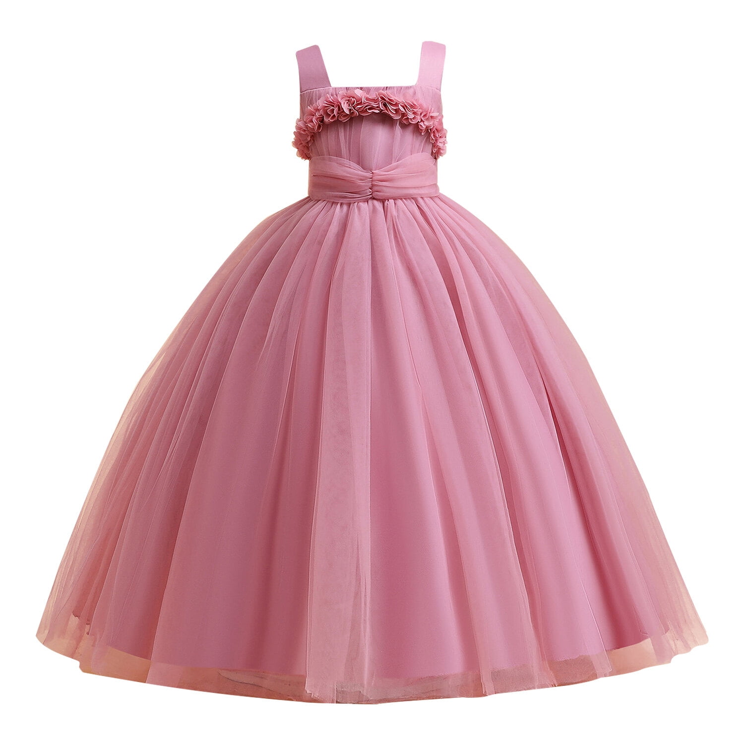 HAWEE Flower Big Girls Lace Bridesmaid Dress Long A Line Wedding ...