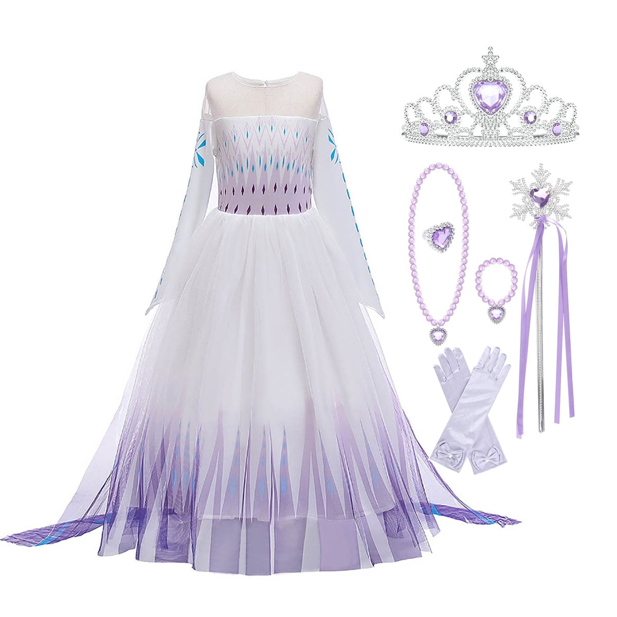 HAWEE Girl Princess Snow Dress Fancy Party Dress Queen White Costumes ...