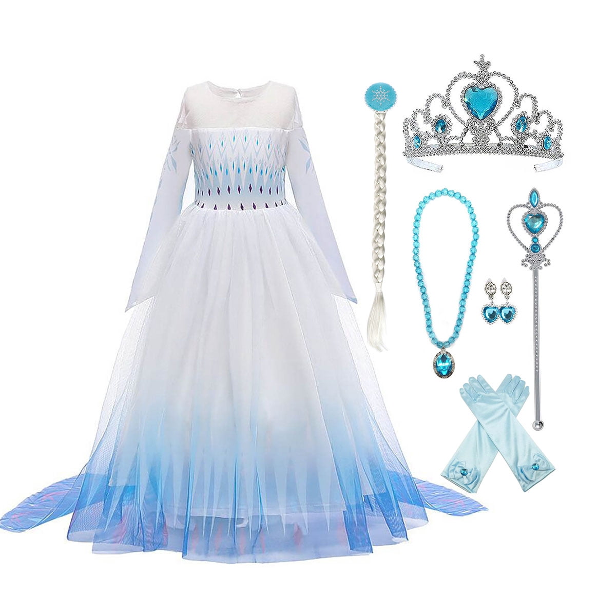 HAWEE Girl Princess Snow Dress Fancy Party Dress Queen White Costumes ...