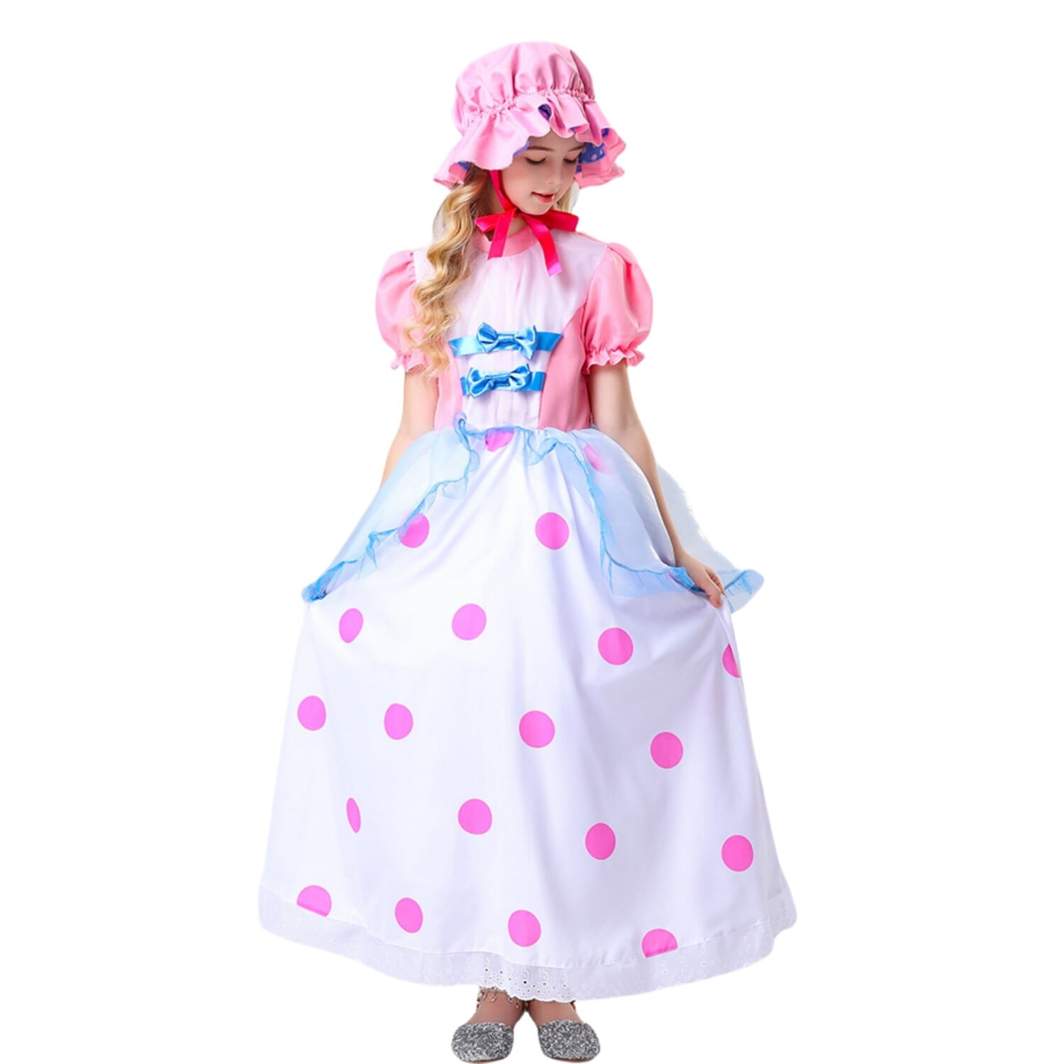 HAWEE Girl's Pink Shepherdess Dress with Hat Kids Halloween Outfit Peep ...