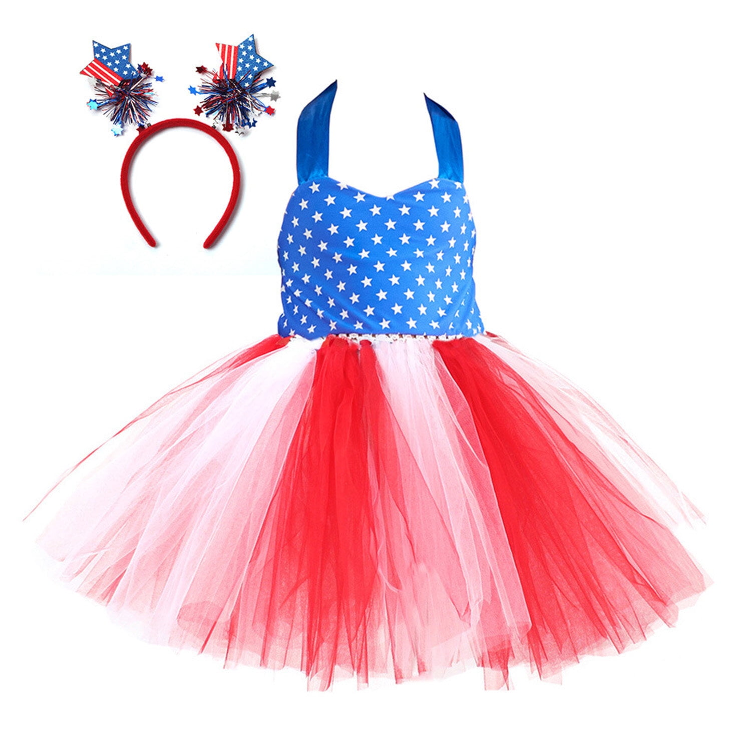 HAWEE Girls 4th of July Outfit Kids American Flag Dress Independence ...