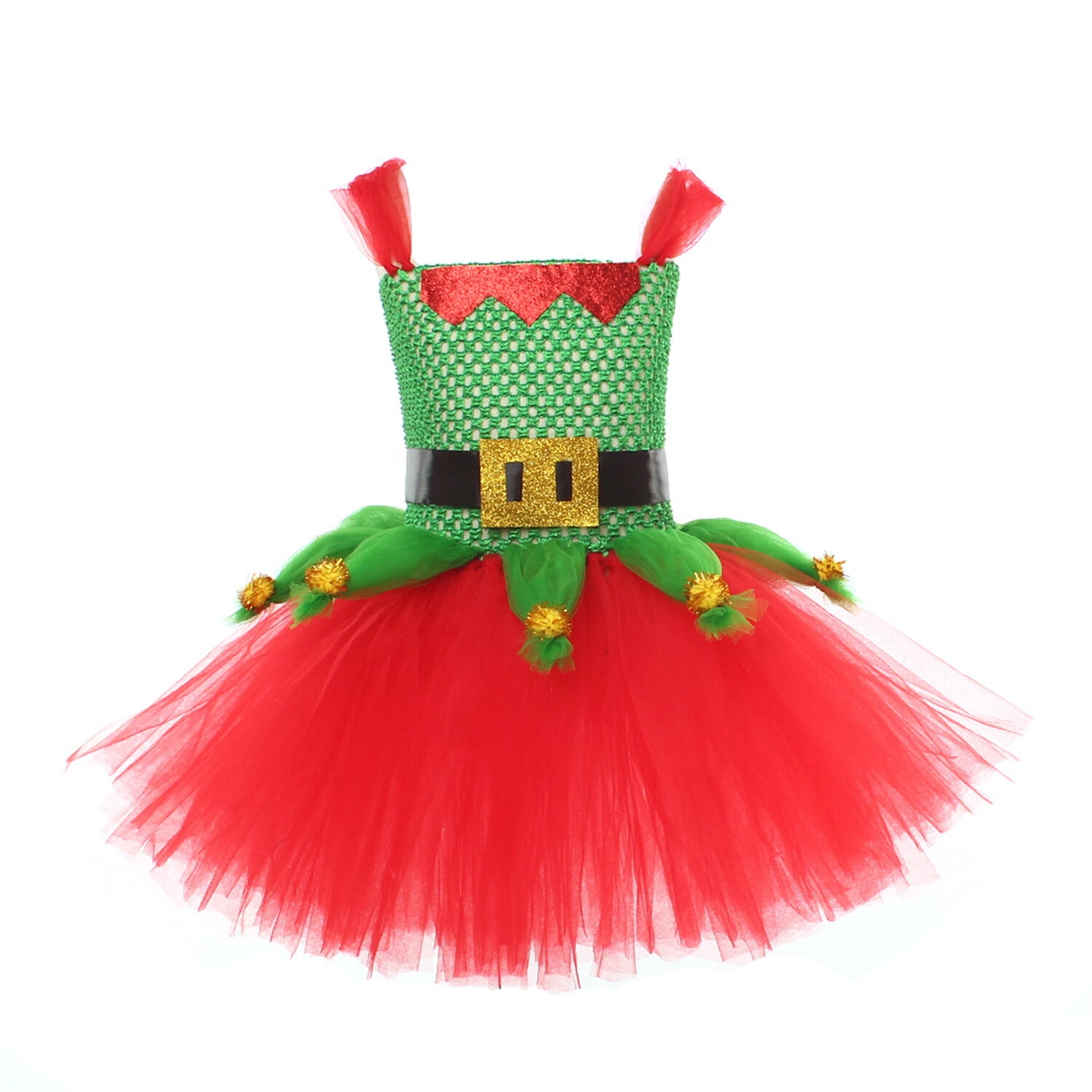 HAWEE Girls Christmas Elf Fancy Dress Birthday Party Tulle Dresses ...