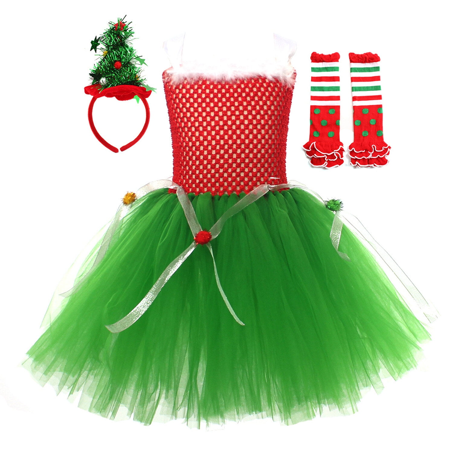 HAWEE Girls Christmas Snowman Elf Santa Costume Xmas Party Dress up ...