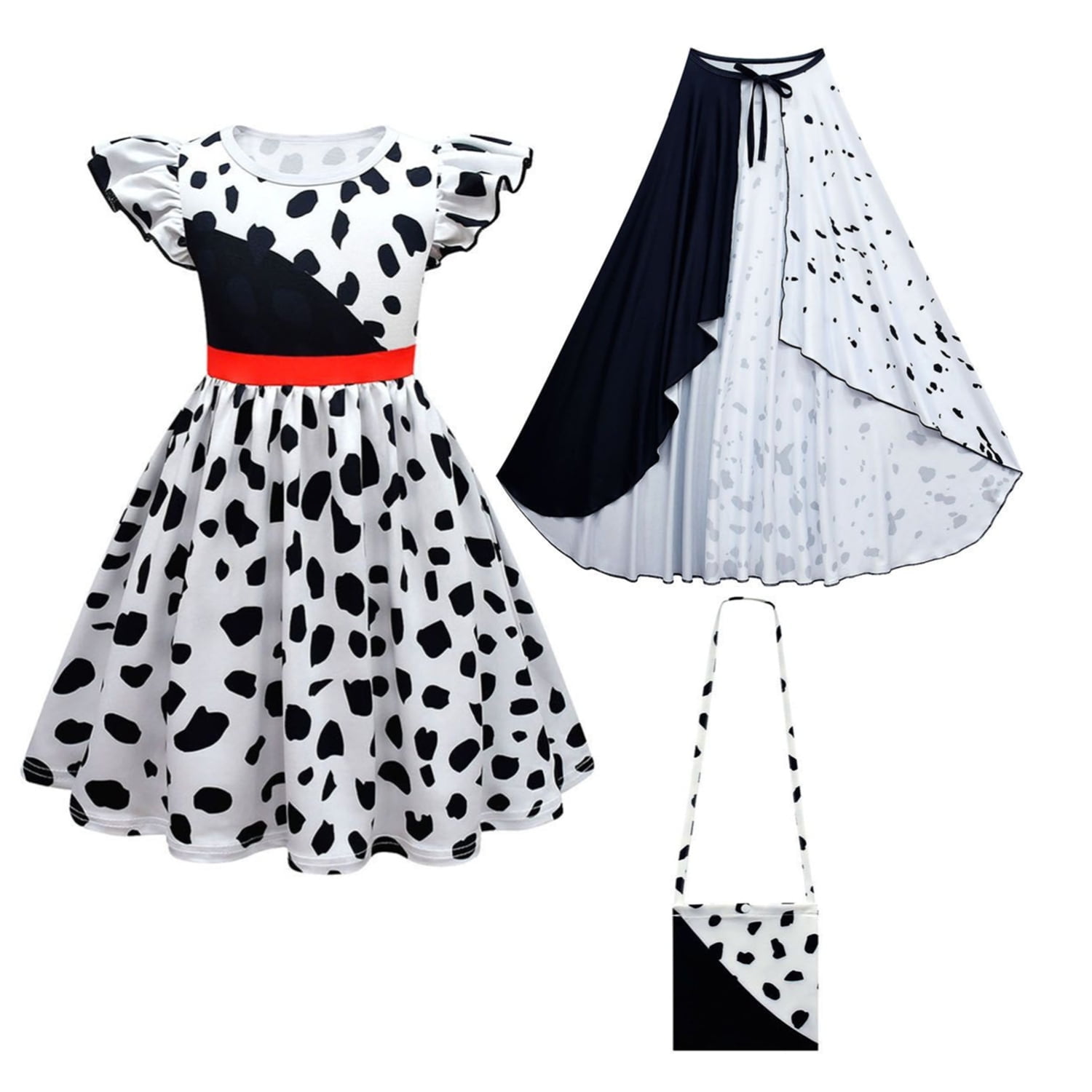 HAWEE Girls Dalmatian Costume Halloween Spotted Villain Dress Sizes 2 ...