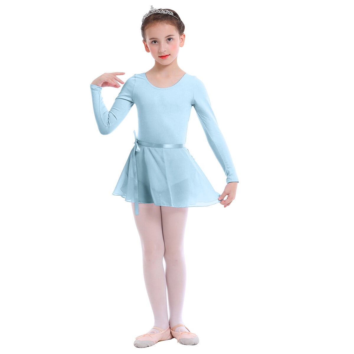 HAWEE Girls Ballet Dance Dress Leotards, Long Sleeve Ruffle Tutu ...