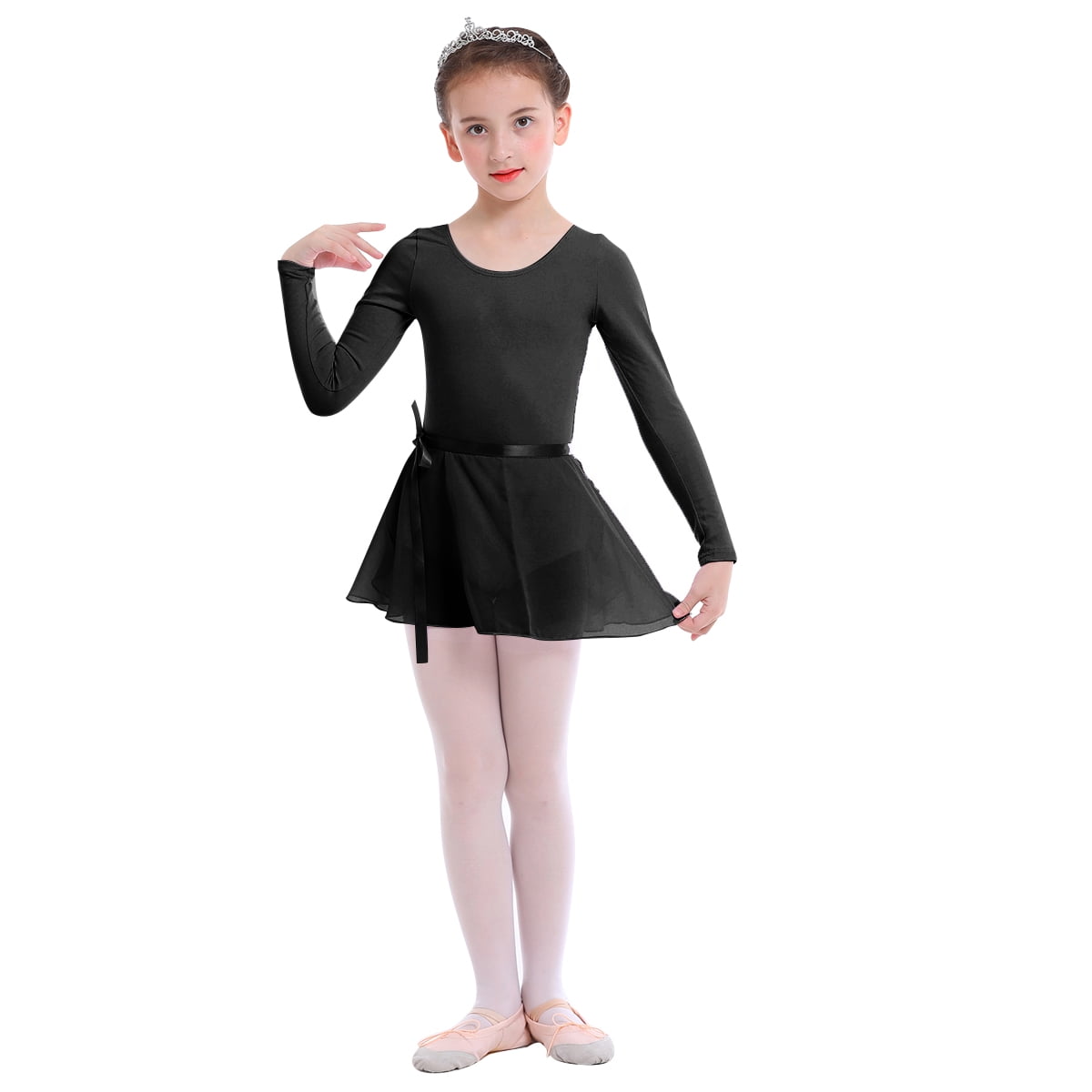HAWEE Girls Ballet Dance Dress Leotards, Long Sleeve Ruffle Tutu ...