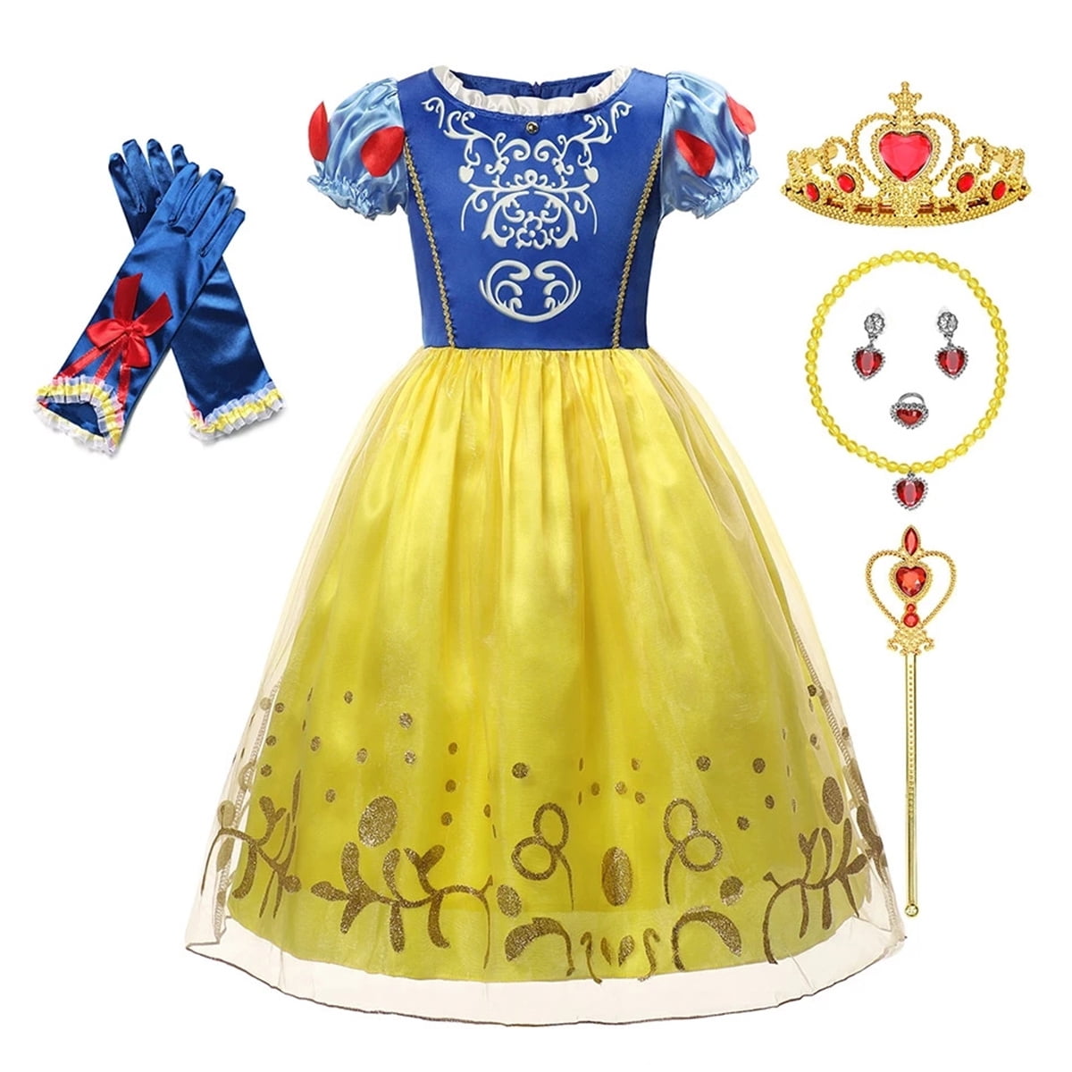 HAWEE Girls Halloween Snow White Costume Princess Dress up Fancy ...