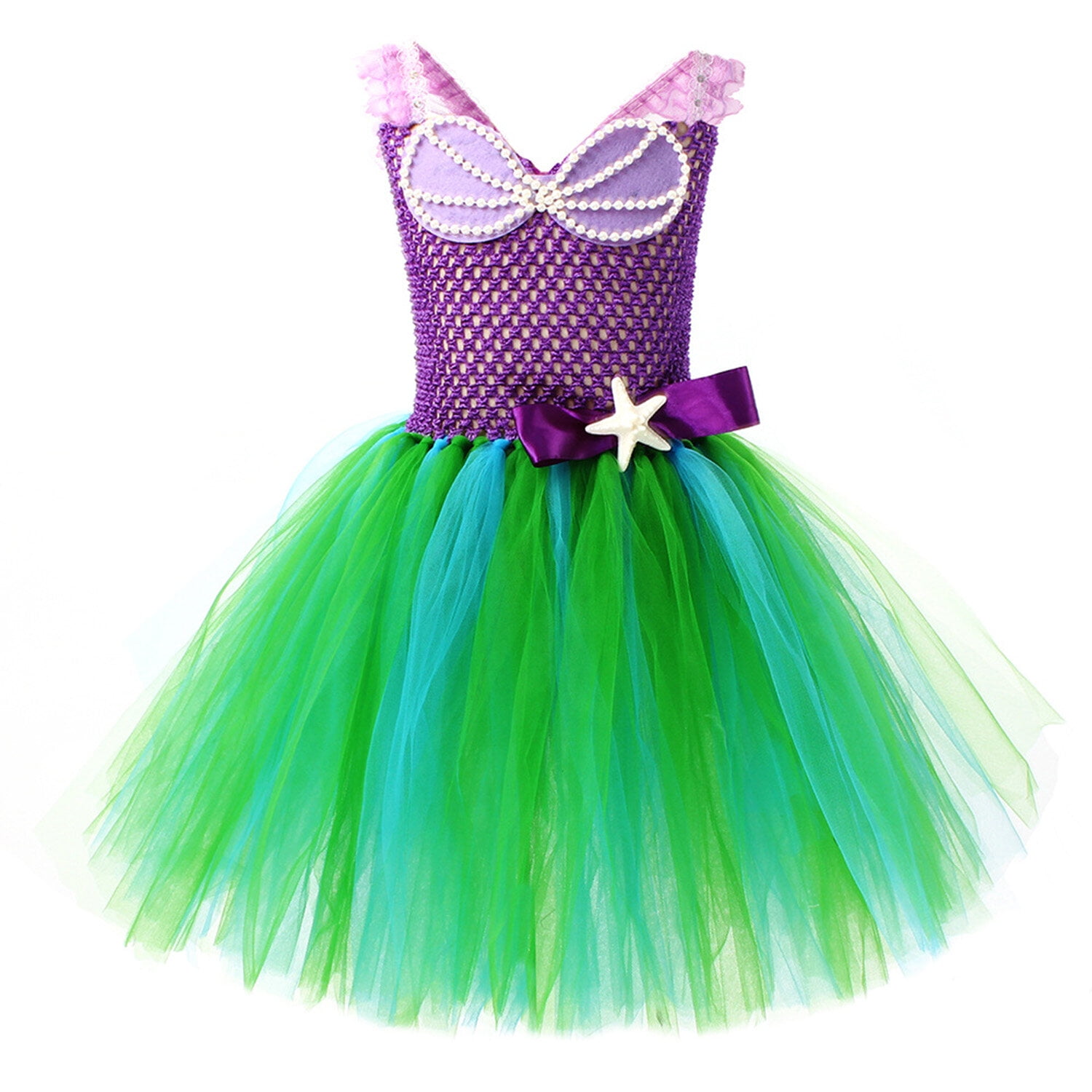 HAWEE Girls Kids Mermaid Princess Mesh Dress Fancy Dress Up Costume ...