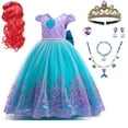 HAWEE Girls Mermaid Costume with Wig Princess Dress Up Lace Off ...