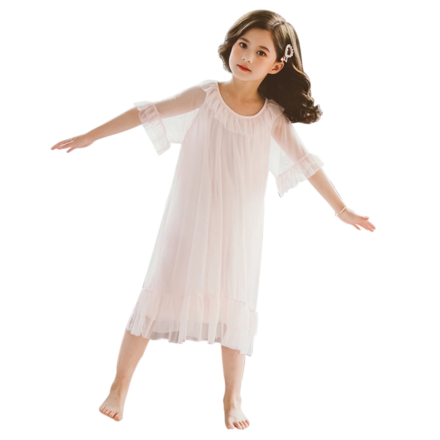 HAWEE Girls Nightgowns Lovely Princess Nightdress Soft Nightie Summer ...
