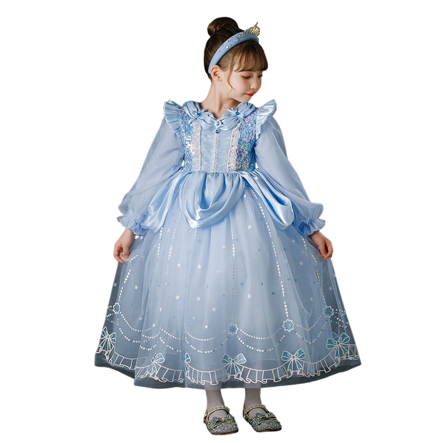 HAWEE Girls Princess Dress Blue Queen Costume Pink Dress Up Halloween ...