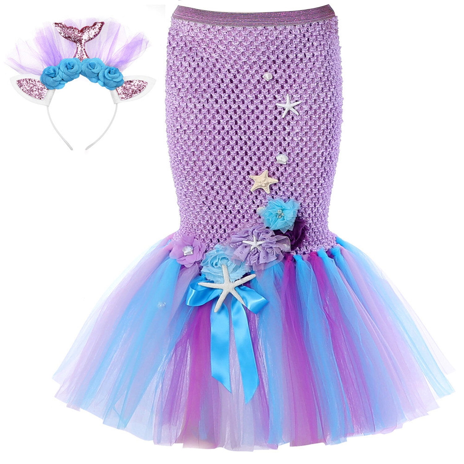 HAWEE Girls Princess Mermaid Costume Tutu Skirts Sequins Tulle Skirt ...