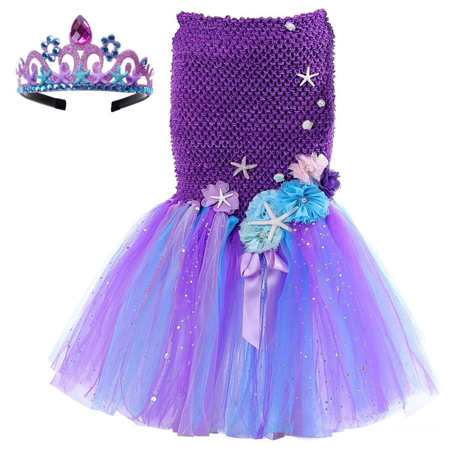 HAWEE Girls Princess Mermaid Costume Tutu Skirts Sequins Tulle Skirt ...