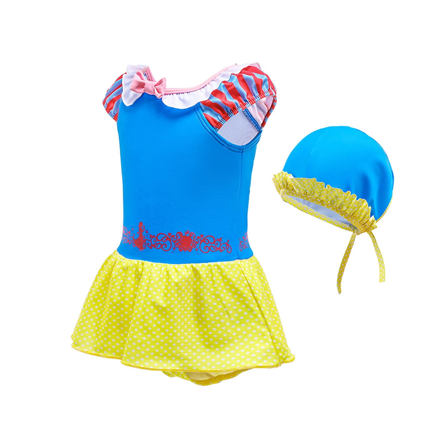HAWEE Girls Princess Snow White Swimwear One Piece Swimsuit with Skirt ...